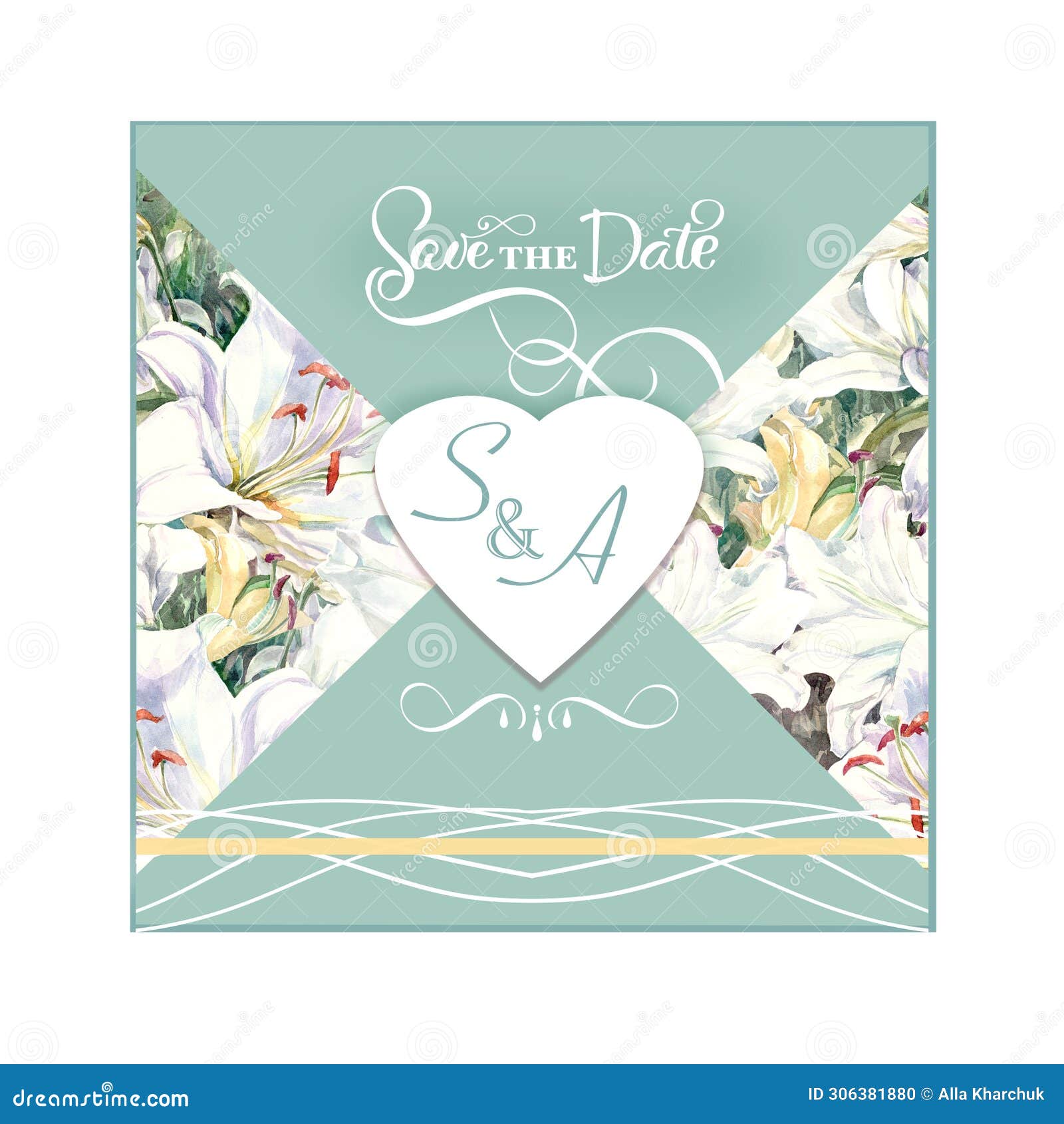 Design Element Save the Date with White Lilly Flowers Stock ...