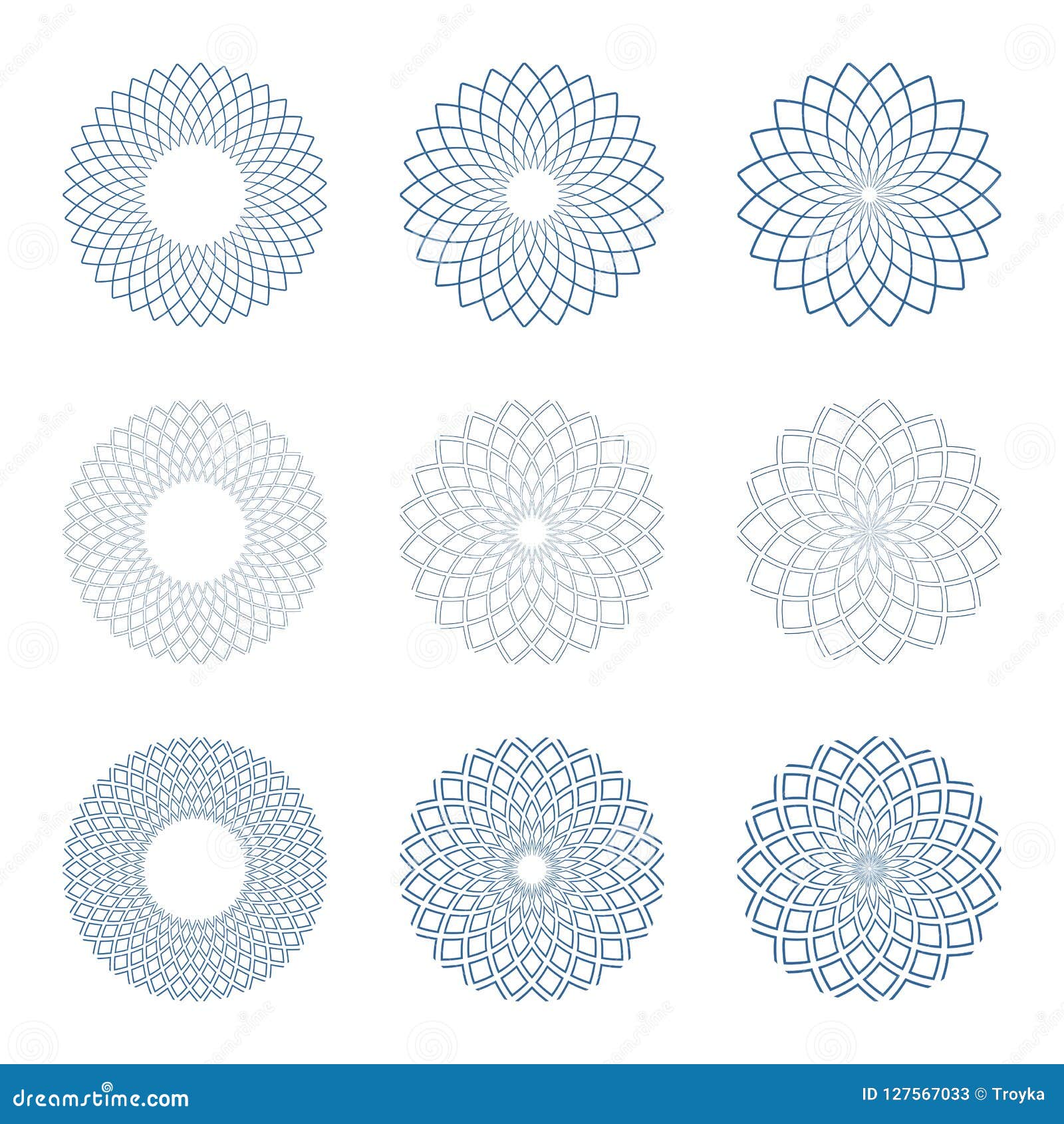 Design Element Set. Lines Circle Patterns. Stock Vector - Illustration ...