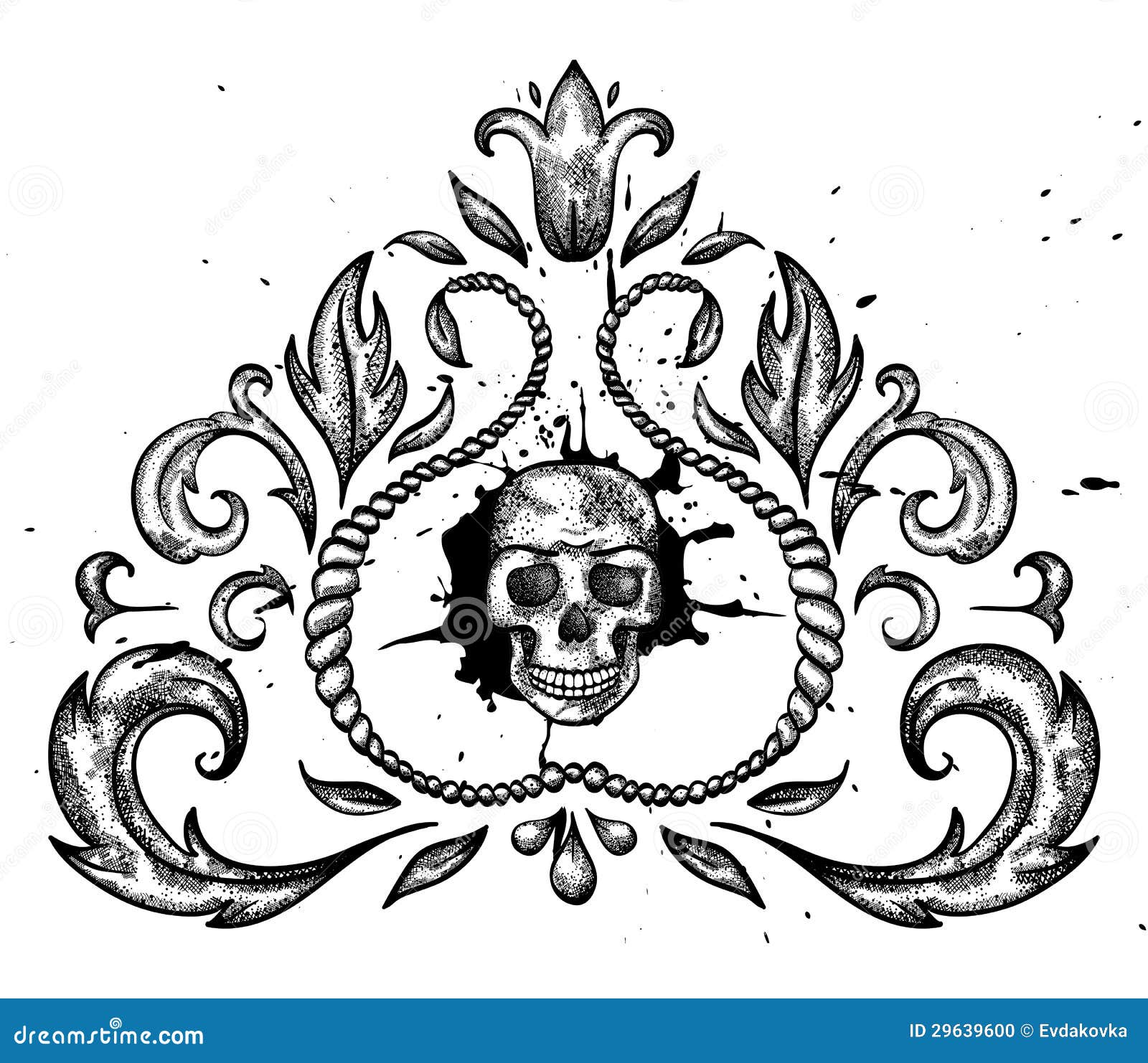 Design Element with Skull and Leaves. Stock Vector - Illustration of ...
