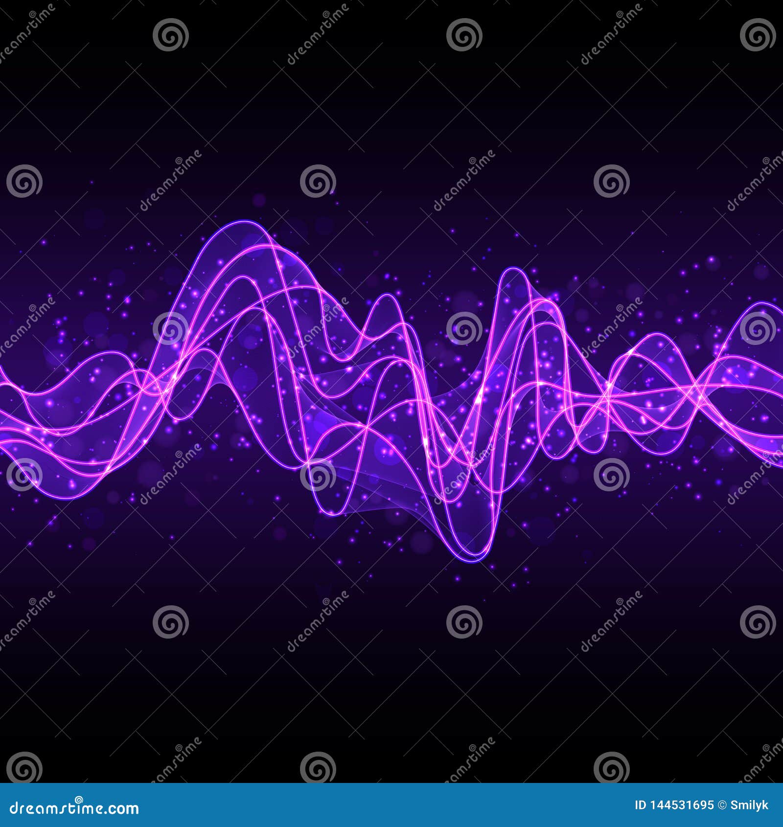 Design Element Stylized Glowing Luminescent Abstract Violet Wave Line ...