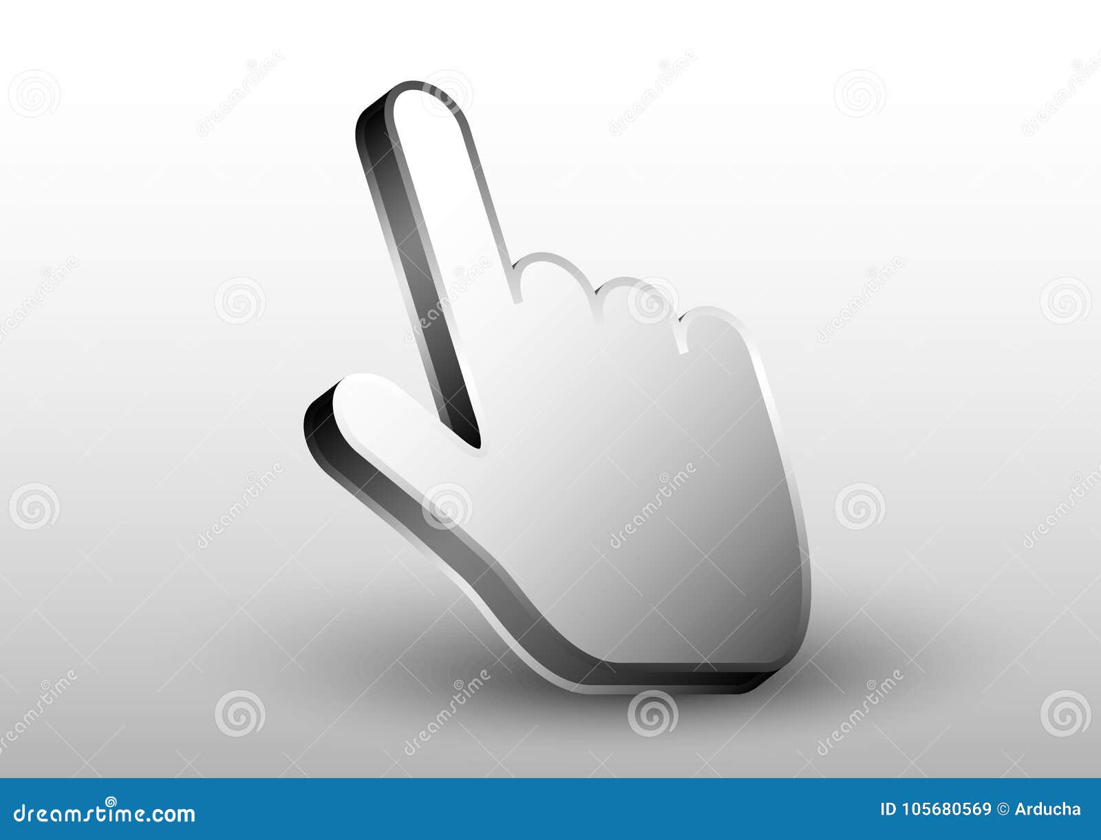 Hand cursor 3d effect stock vector. Illustration of guide - 105680569