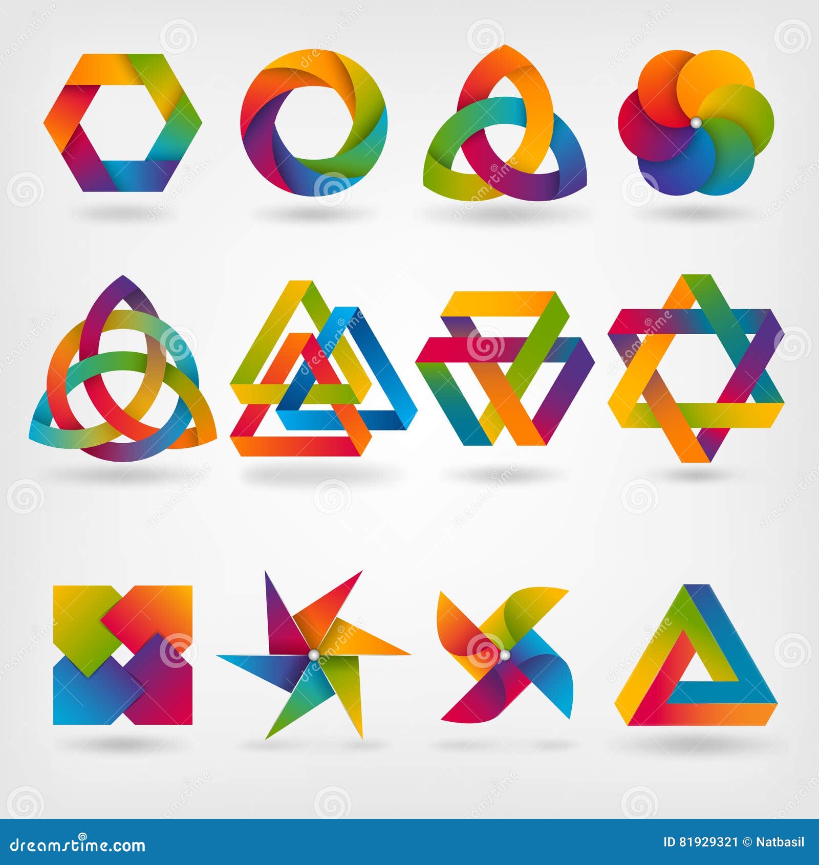 Design Elements. Abstract Symbol Set in Rainbow Colors Stock Vector ...