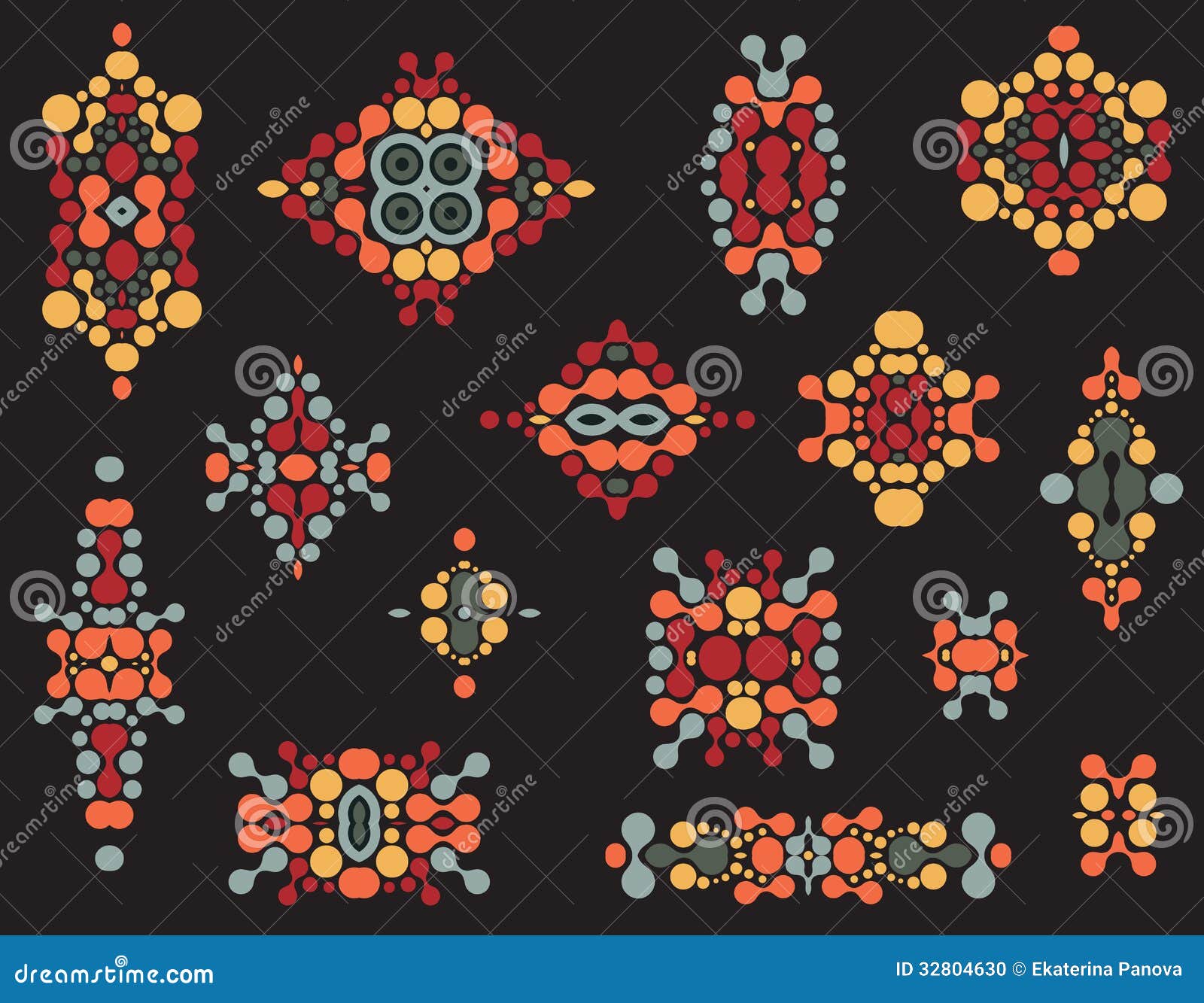 Design Elements on Black Background. Stock Vector - Illustration of ...