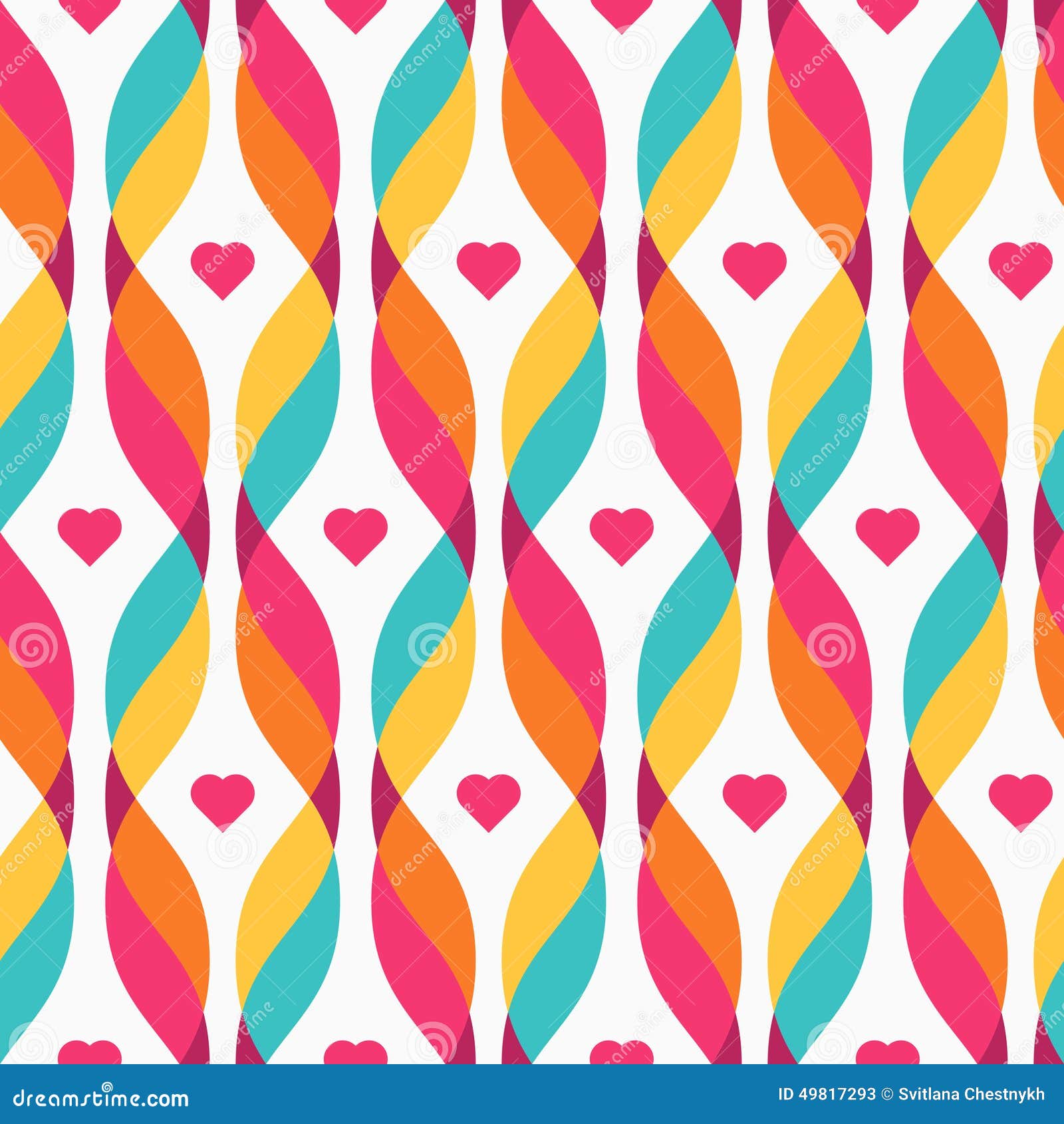 Design Elements - Colorful Waves with Small Hearts Stock Vector ...