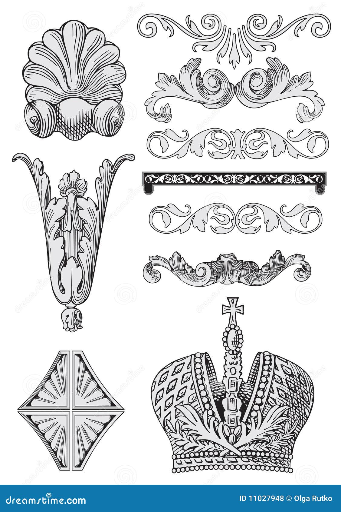 Design Elements with Crown Vector Stock Vector - Illustration of corner ...