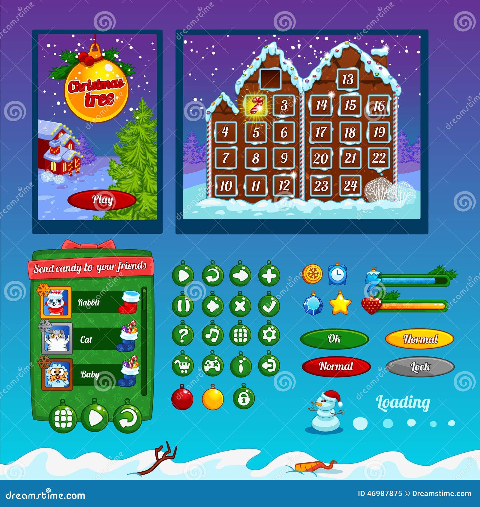 The Design Elements of the Game Interface Stock Vector - Illustration ...