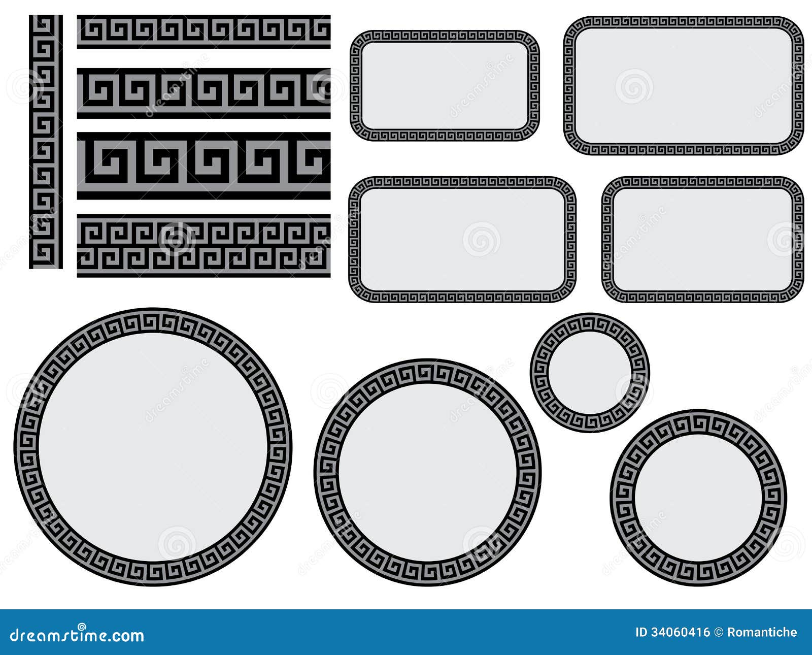 Design Elements with Greek Pattern Stock Vector - Illustration of white ...