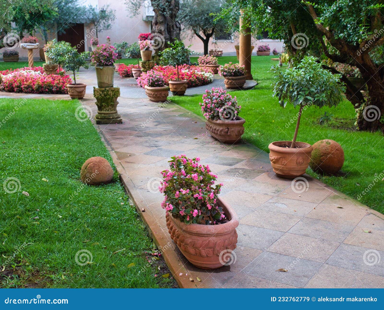 Design Elements of the Green Zone in the Garden Stock Image - Image of ...