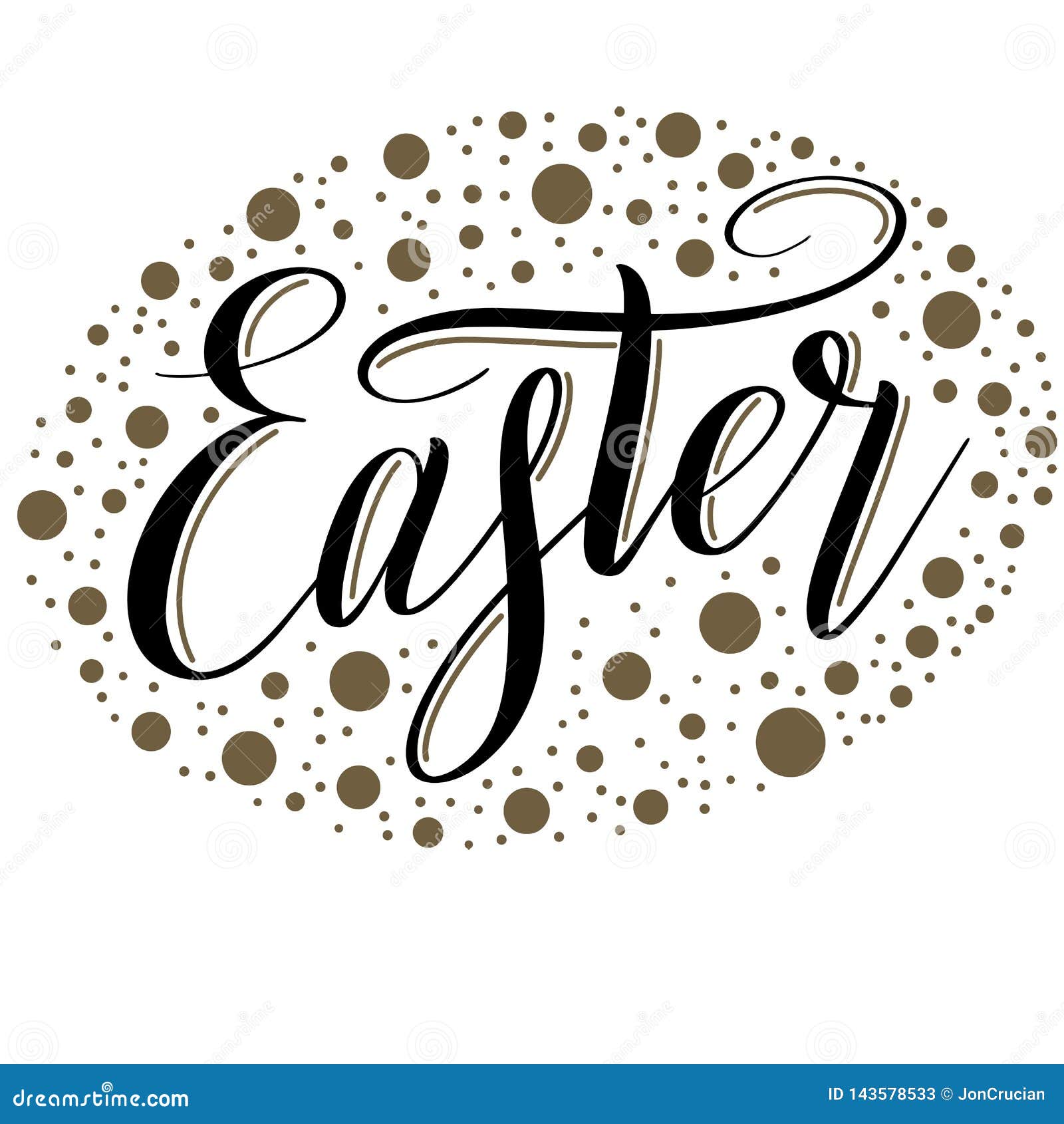 Easter. Black Script Lettering on Bronze Spotted Background. Stock ...