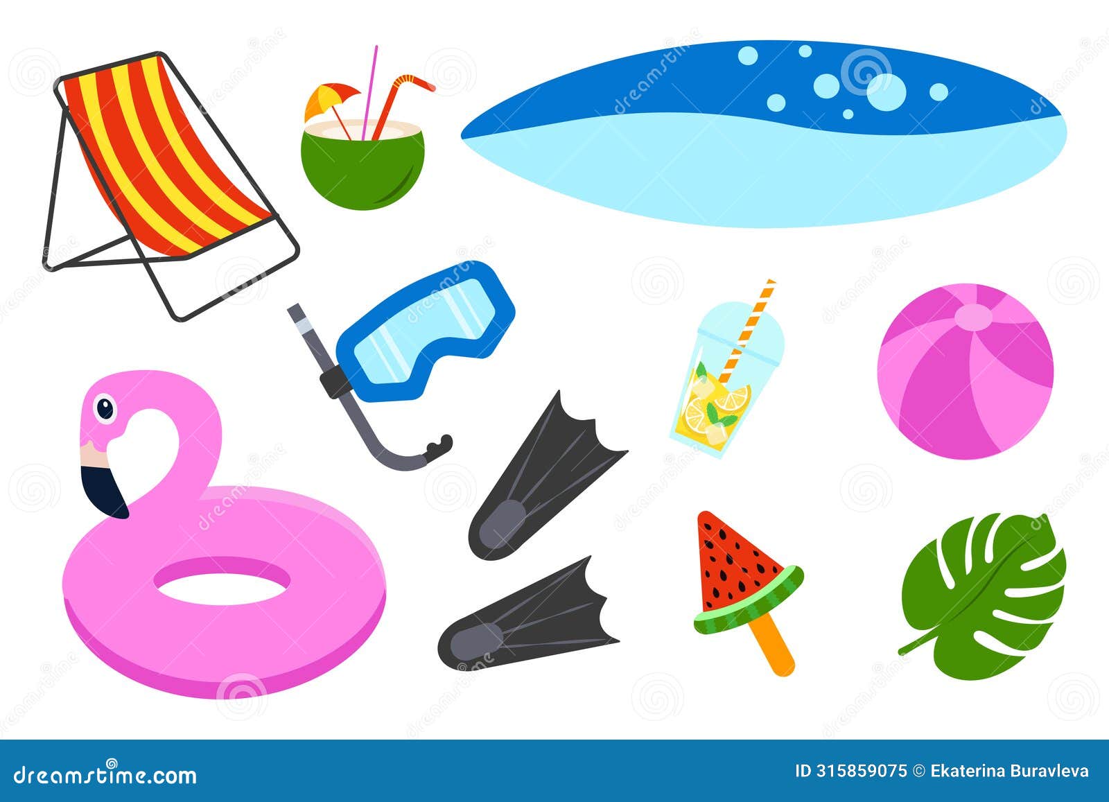 Design Elements and Icons in Flat Style for Summer Holidays. Beach Holiday Concept Stock Vector ...