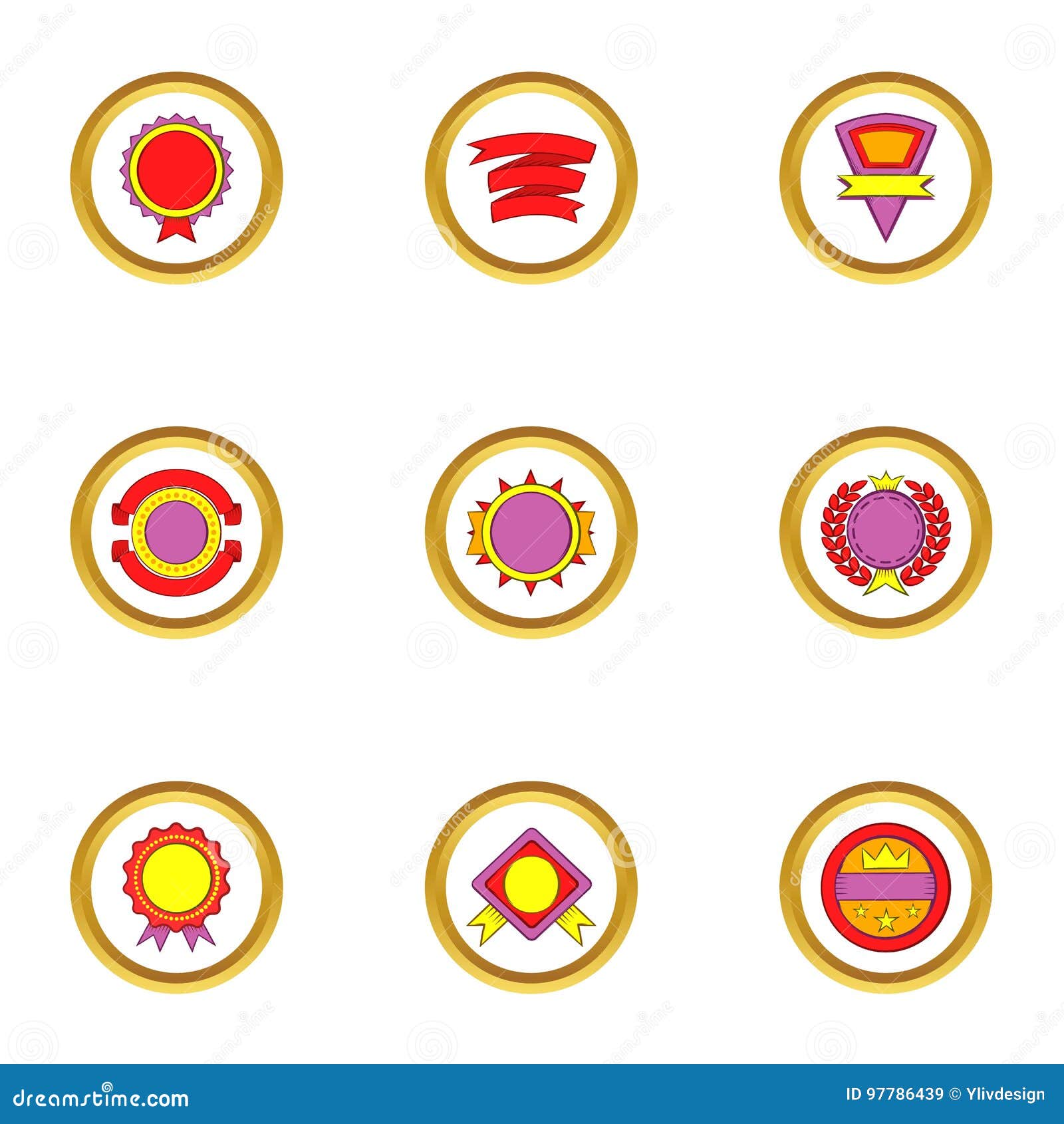 Design Elements Icons Set, Cartoon Style Stock Vector - Illustration of ...