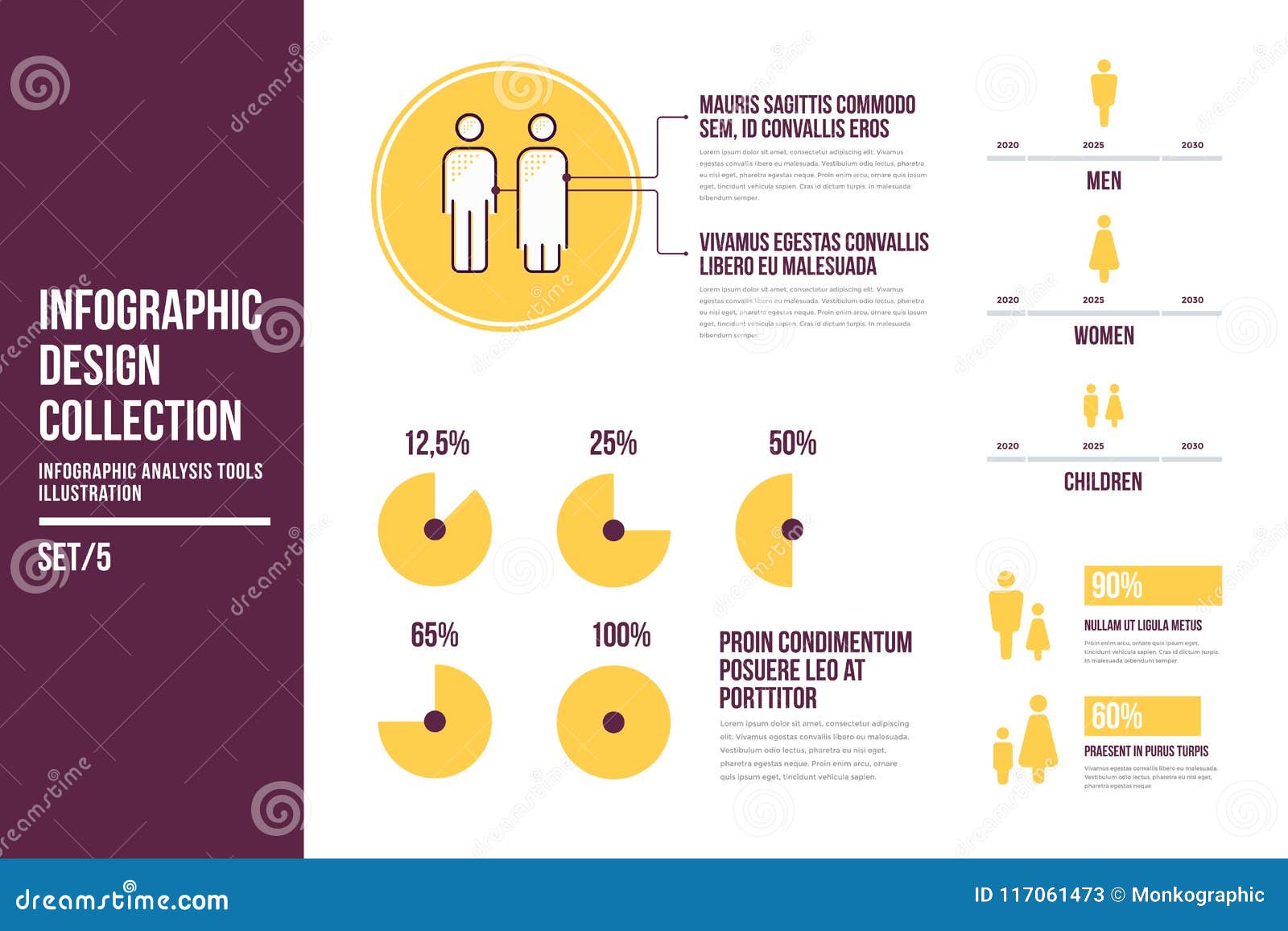 Design Elements of Infographics on Topic of Demography. Stock Vector ...