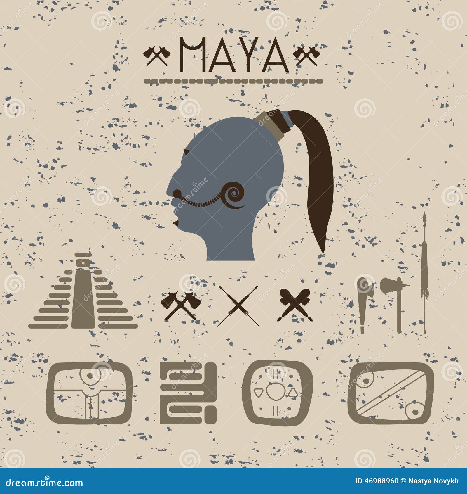 Design Elements Mystical Signs and Symbols of the Maya. Stock Vector ...
