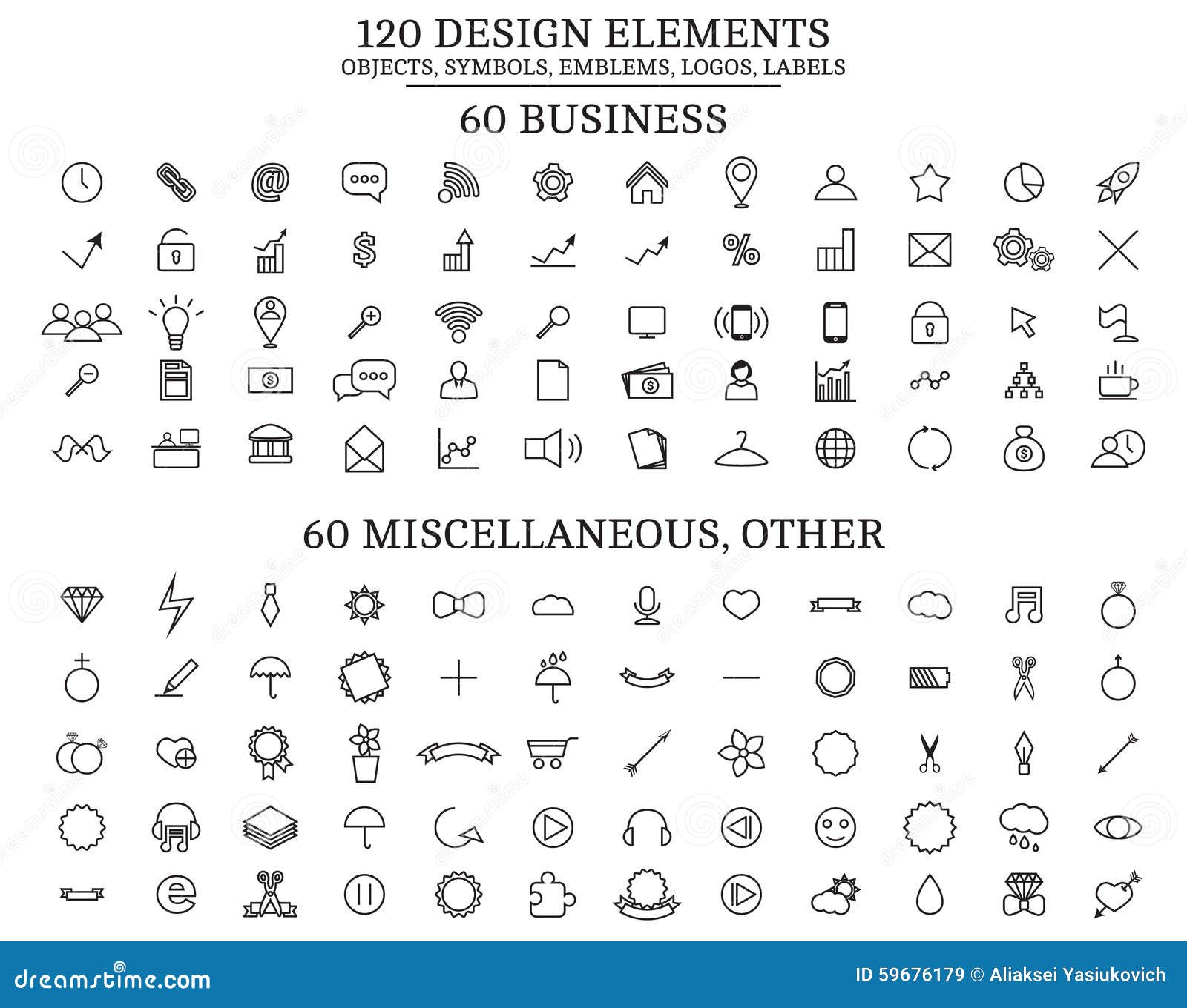 120 Design Elements , Objects, Symbols, Emblems, Logos, Labels Stock ...