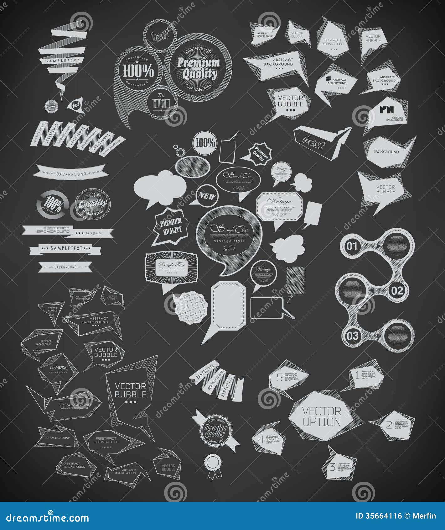 Design Elements for Options of Drawing with Chalk Stock Vector ...