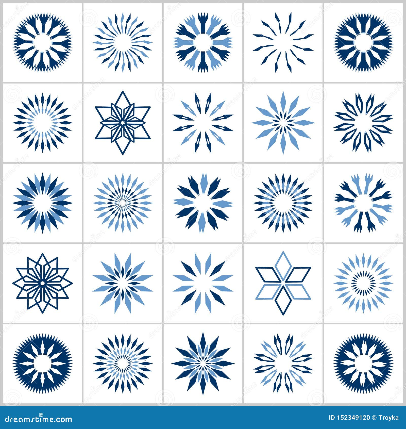 Design Elements Set. Abstract Blue Decorative Icons Stock Vector ...