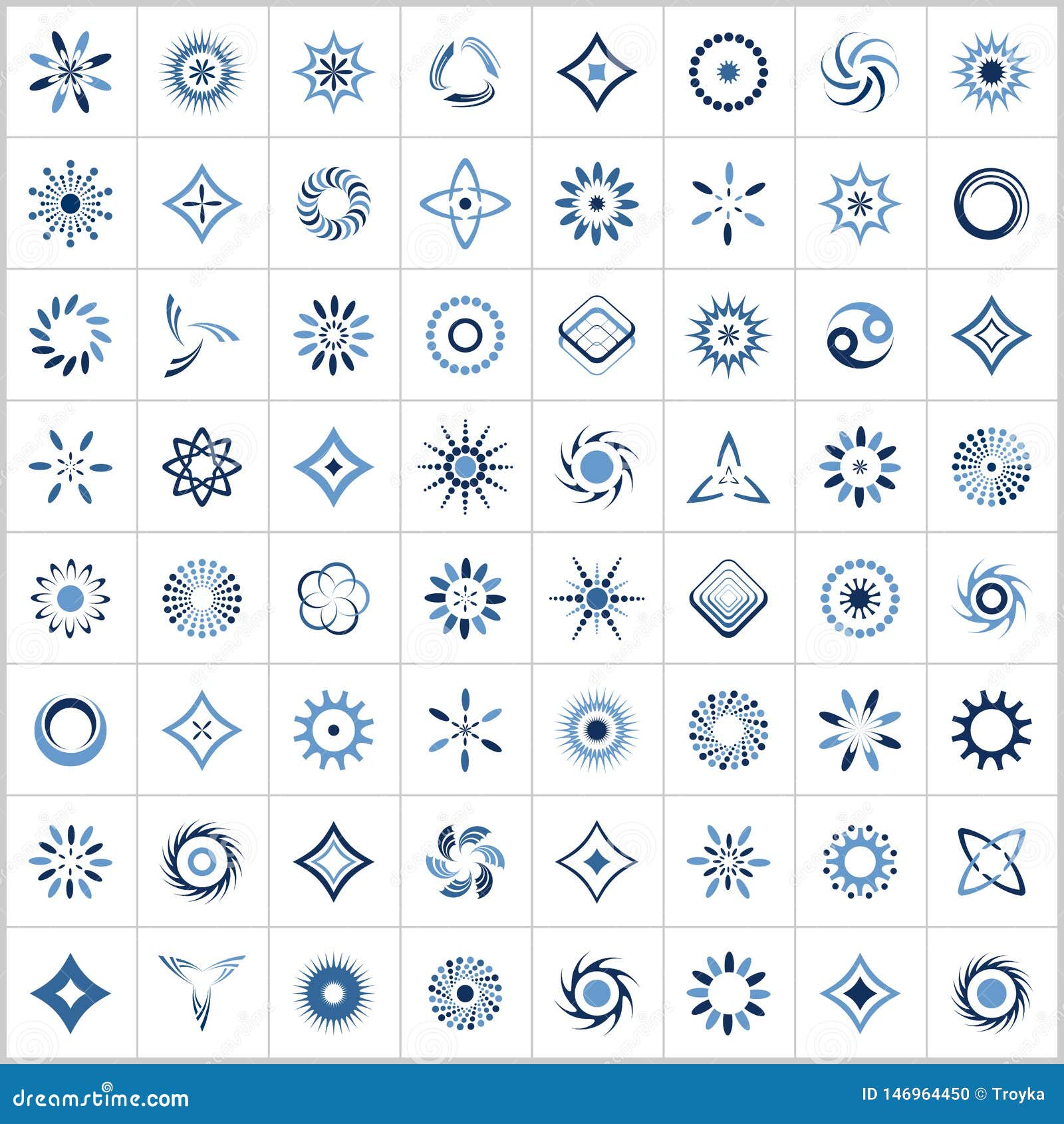 Design Elements Set. 64 Abstract Blue Icons Stock Vector - Illustration ...