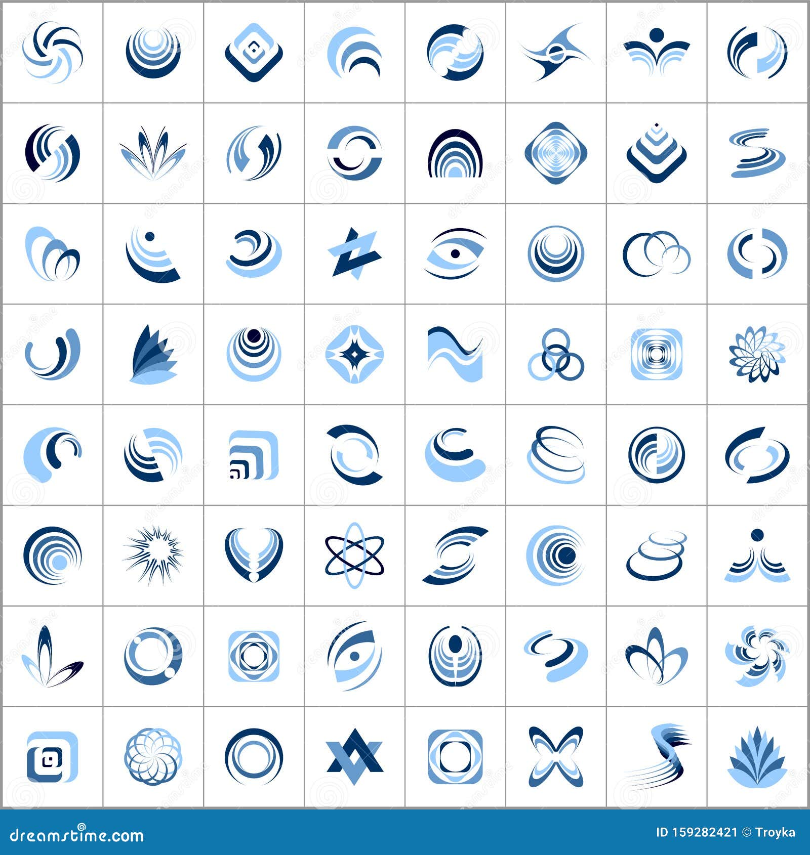 Design Elements Set. 64 Abstract Blue Icons Stock Vector - Illustration ...