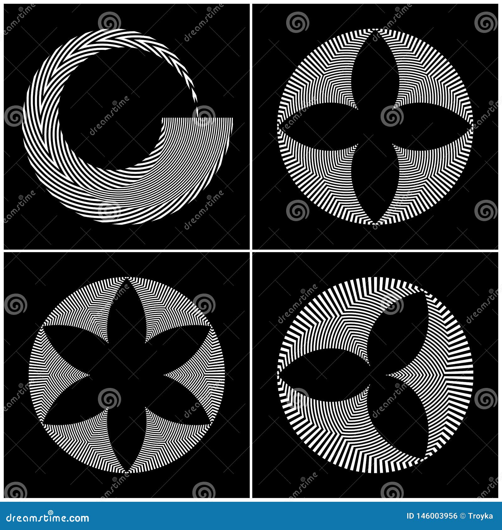 Design Elements Set. Abstract Circle Striped Icons Stock Vector ...
