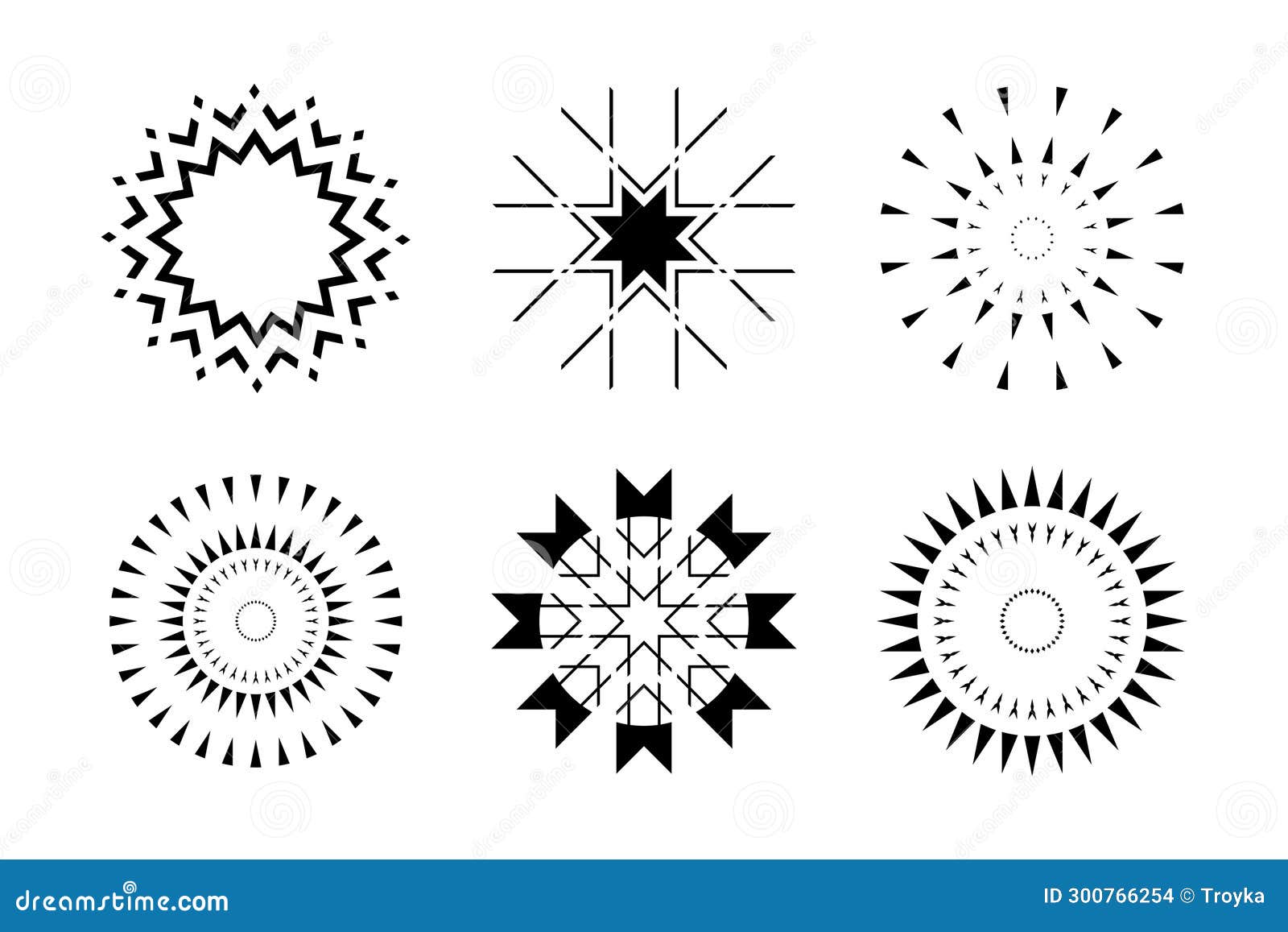 Design Elements Set. Abstract Decorative Radial Circle Patterns Stock ...