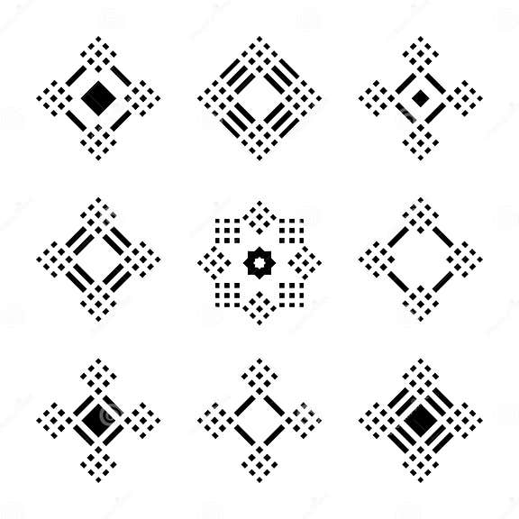 Design Elements Set. Abstract Geometric Dots and Squares Patterns Stock ...