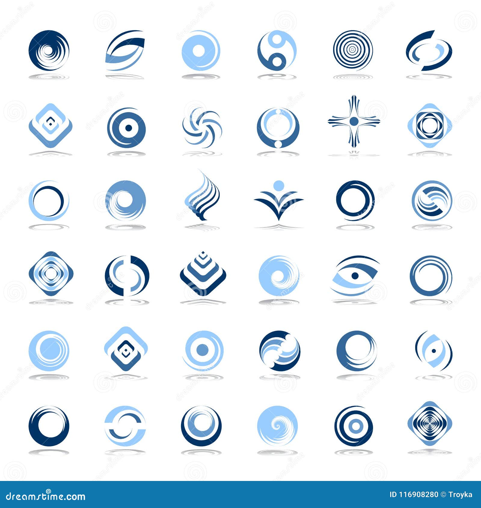 Design Elements Set. Abstract Icons in Blue Colors Stock Vector ...