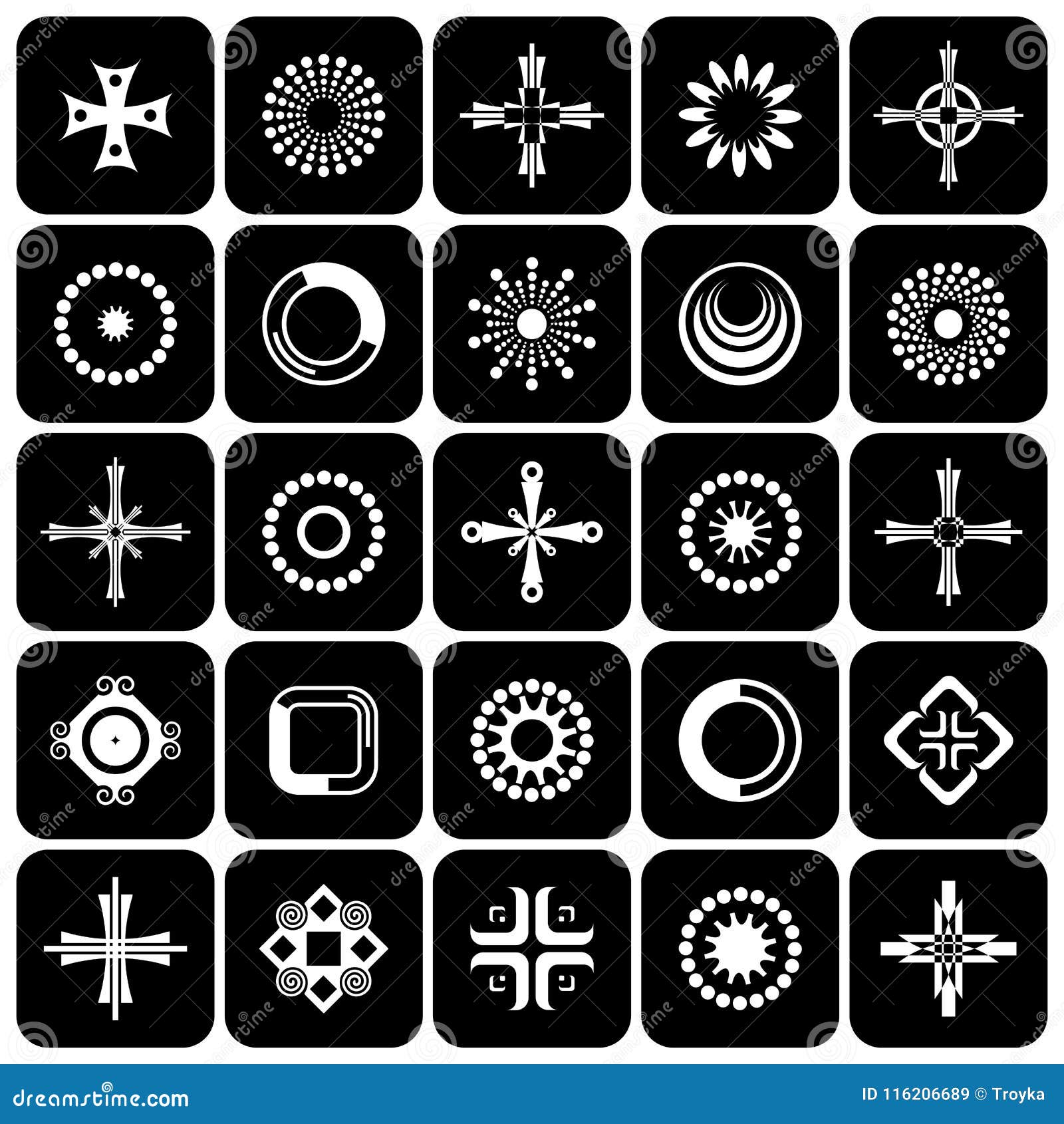 Cross, Circle and Square Shapes. Design Elements. Stock Vector ...