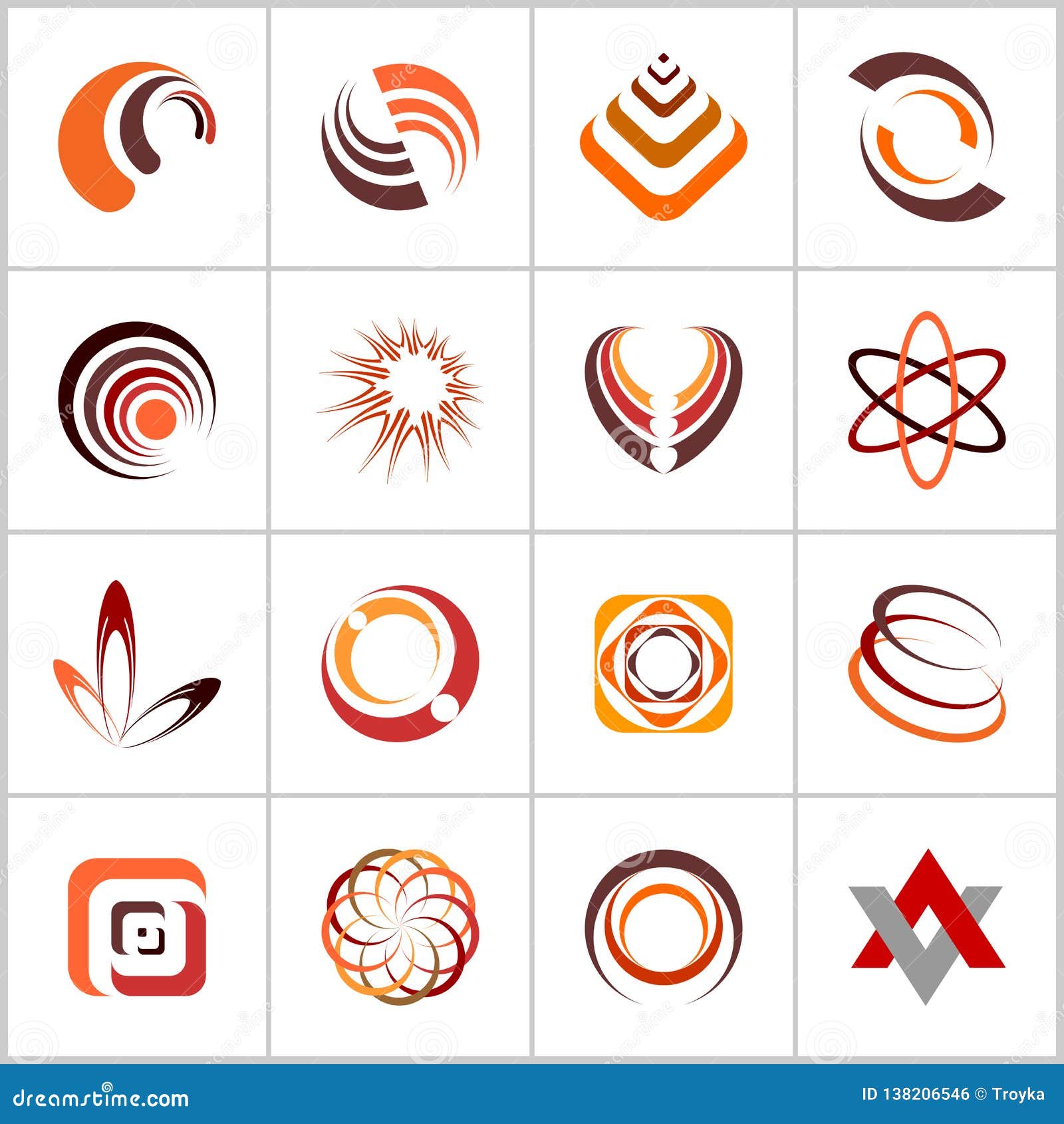 Design Elements Set. Abstract Icons in Warm Colors Stock Vector ...
