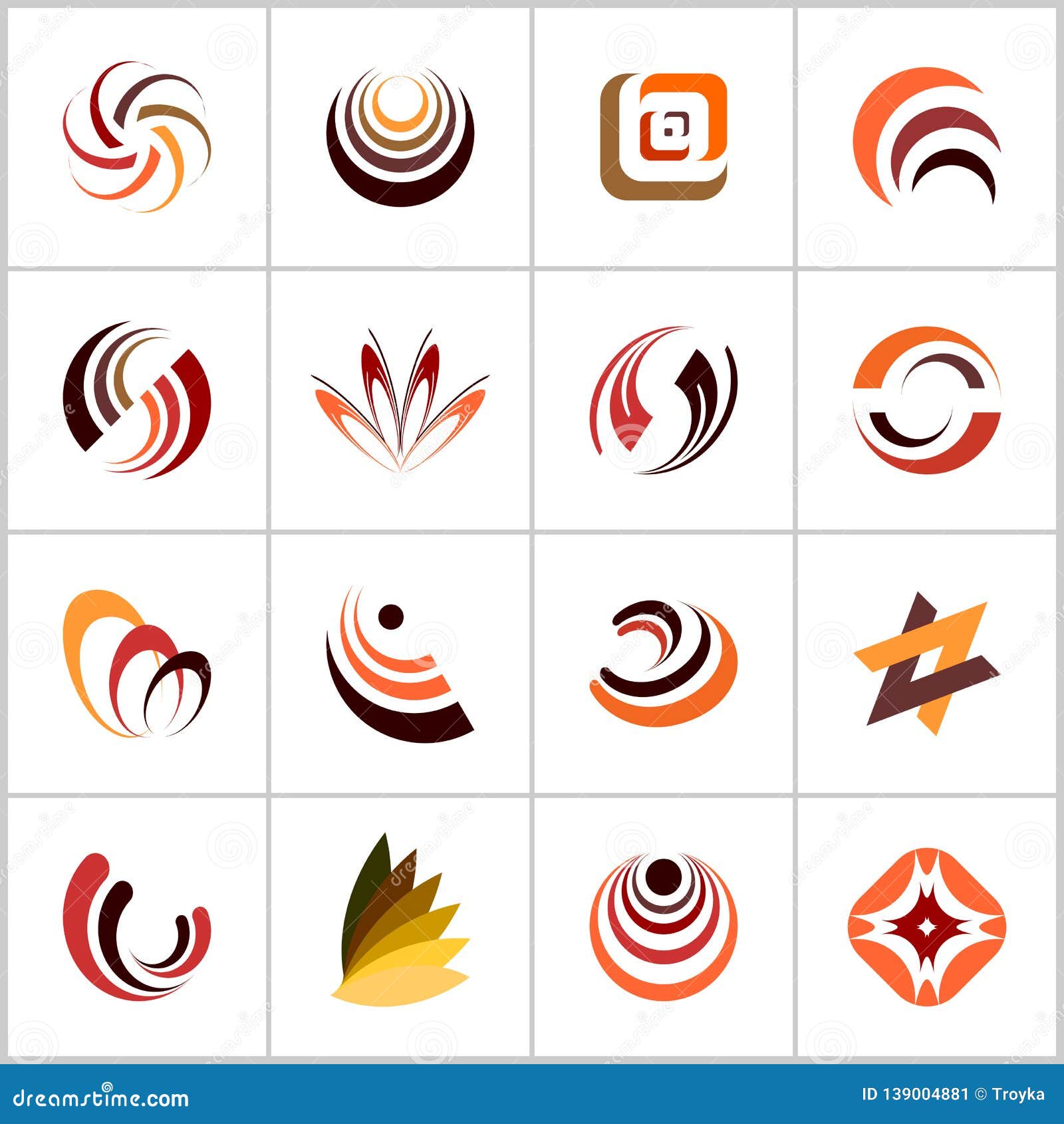 Design Elements Set. Abstract Icons in Warm Colors Stock Vector ...
