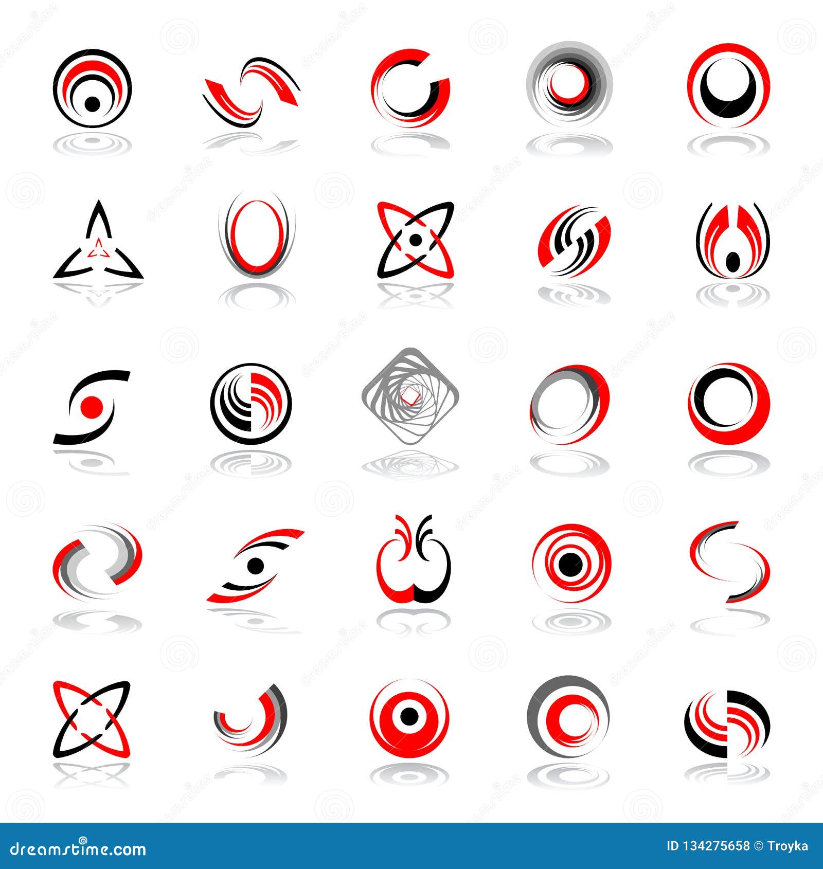 Design Elements Set. Abstract Red and Black Icons Stock Vector ...