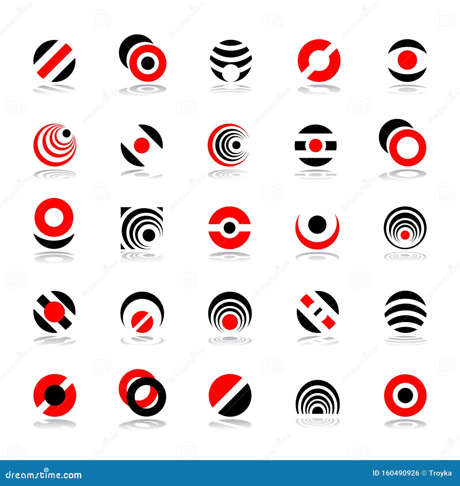 Design Elements Set. Abstract Red and Black Icons Stock Vector ...