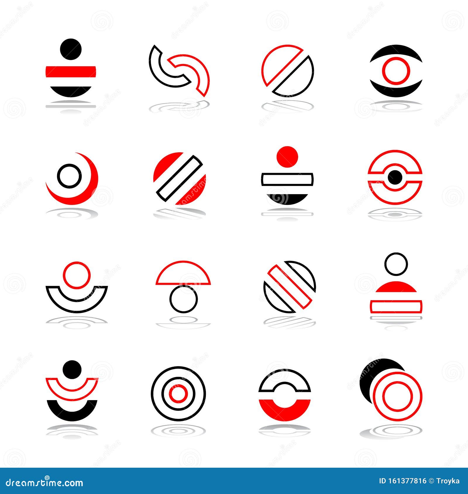 Design Elements Set. Abstract Red and Black Icons Stock Vector ...