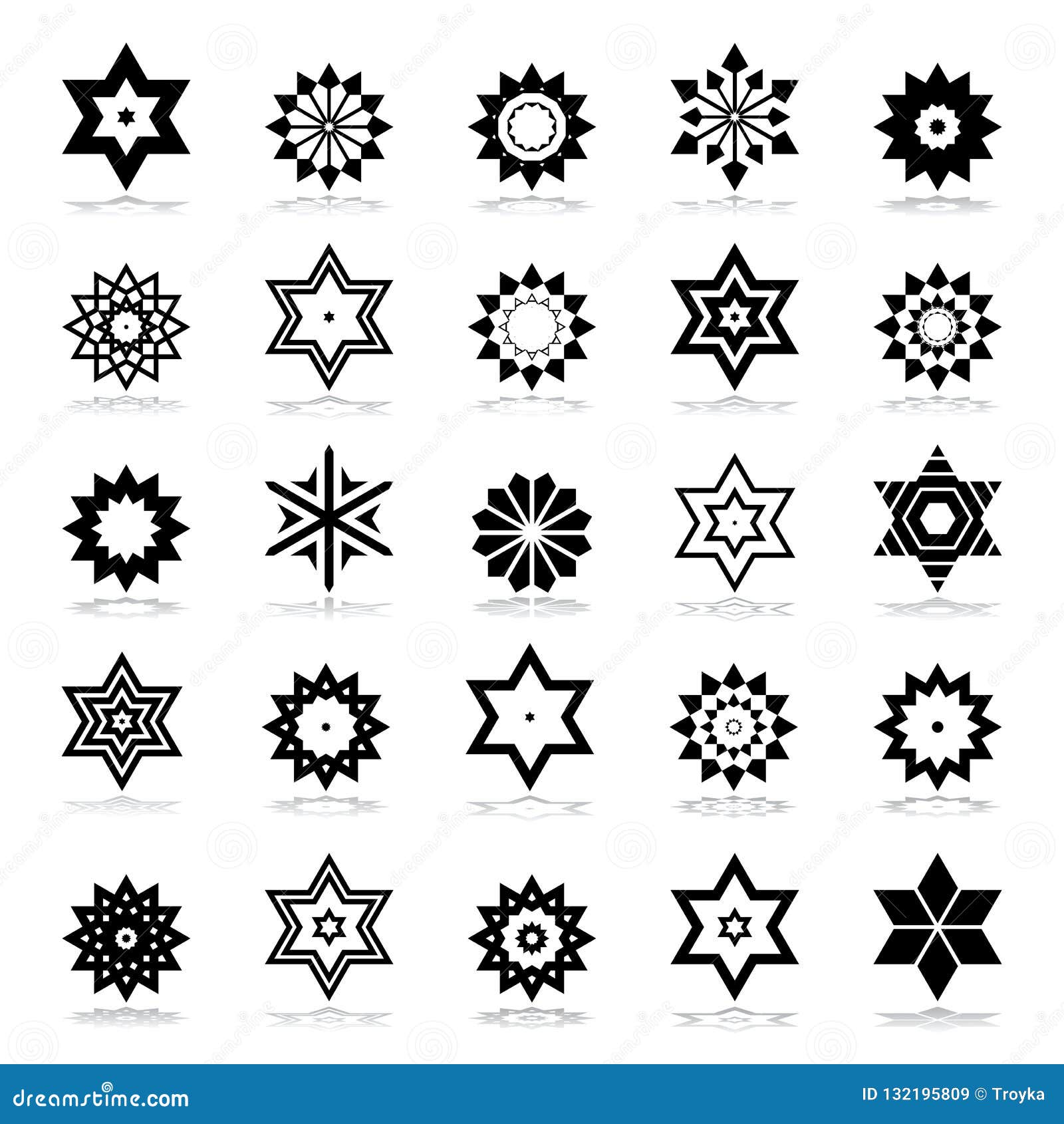 Design Elements Set. Abstract Star Shape Icons Stock Vector ...