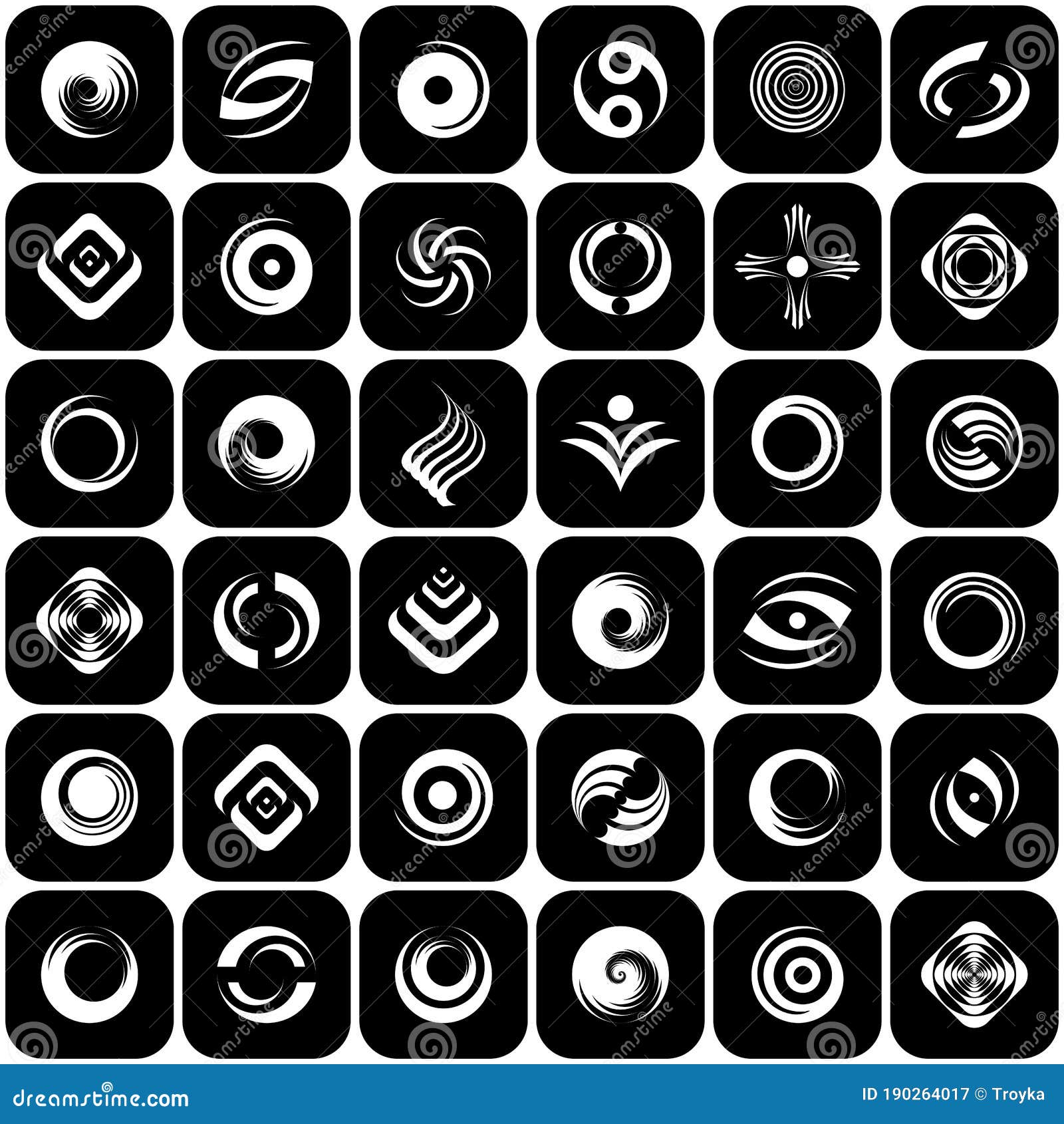 Design Elements Set. Abstract White and Black Icons Stock Vector ...