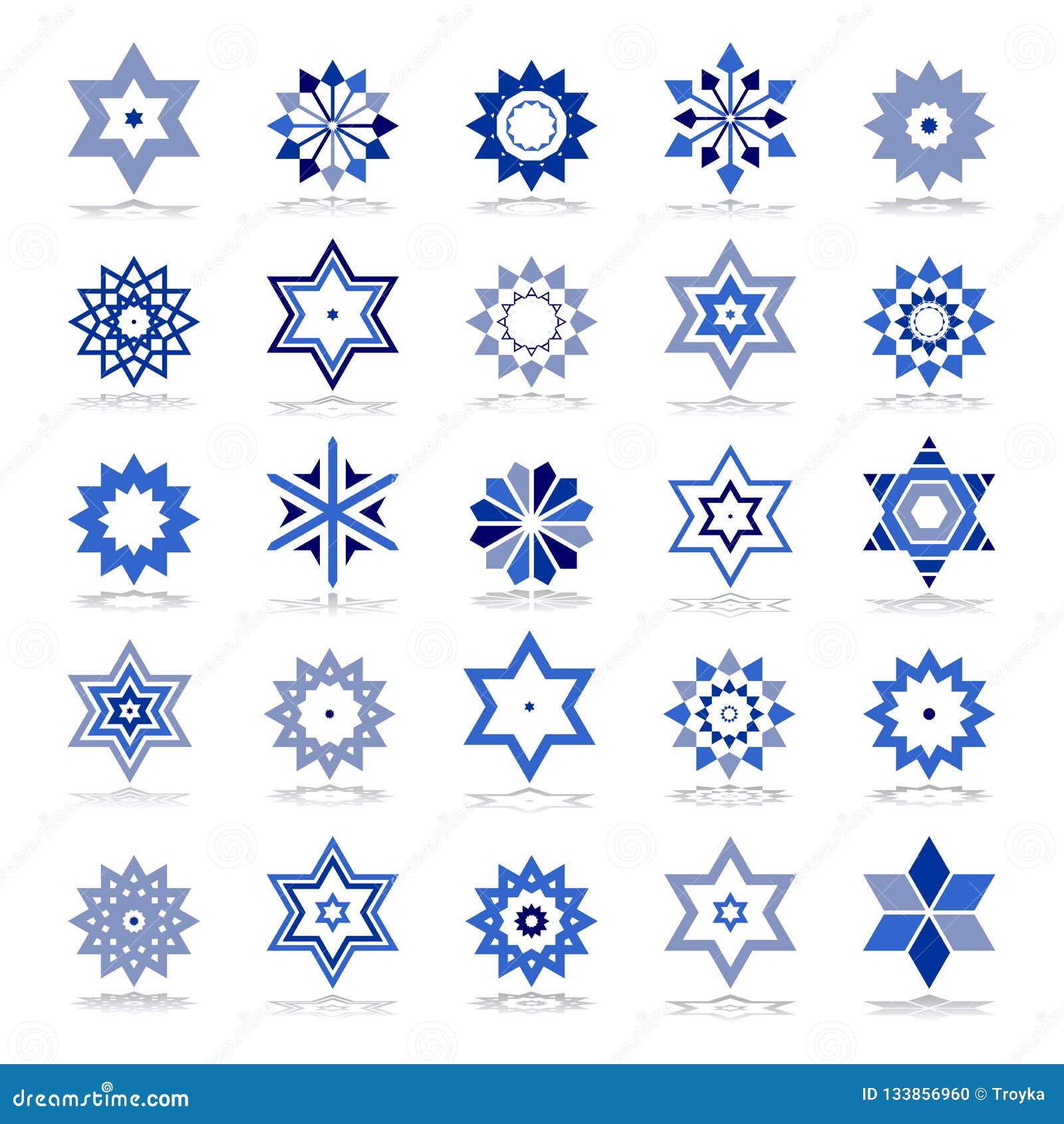 Design Elements Set. Blue Star Shape Icons Stock Vector - Illustration ...