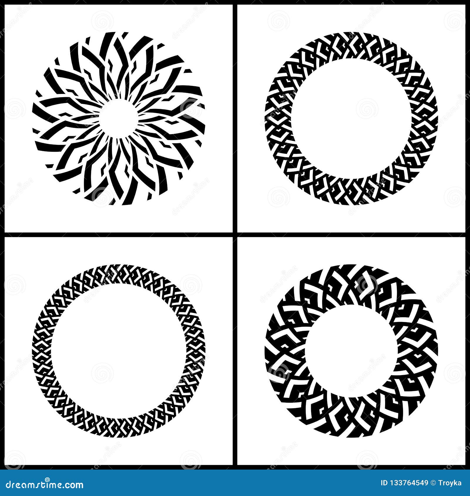 Design Elements Set. Geometric Patterns in Circle Shape Stock Vector ...