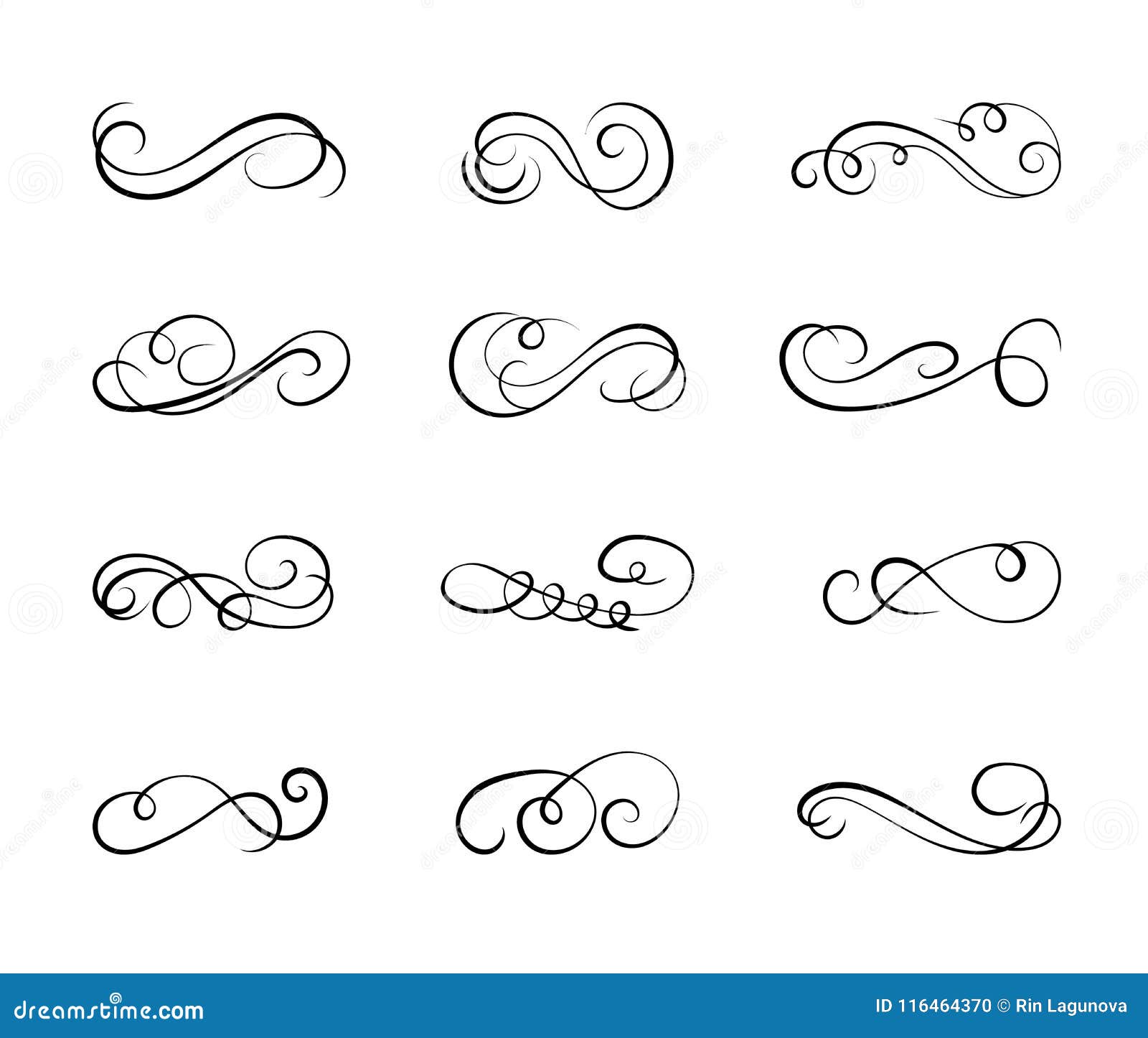 Design Elements Set: Scrolls and Swirls, VECTOR Collection of Drawn ...
