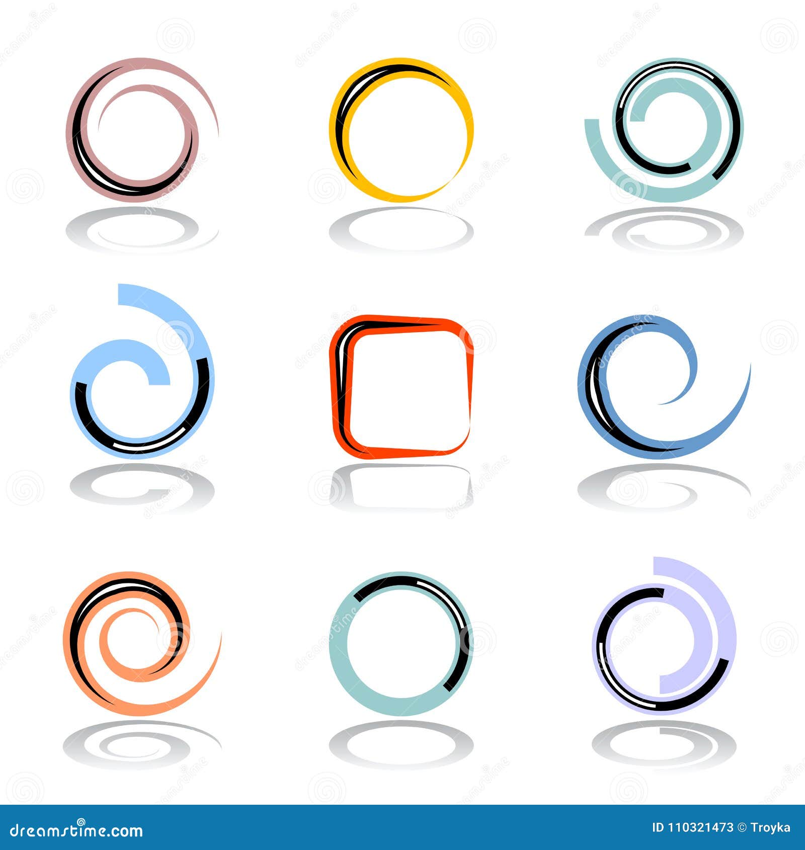 Design Elements Set. Spiral and Circle Shapes Stock Vector ...