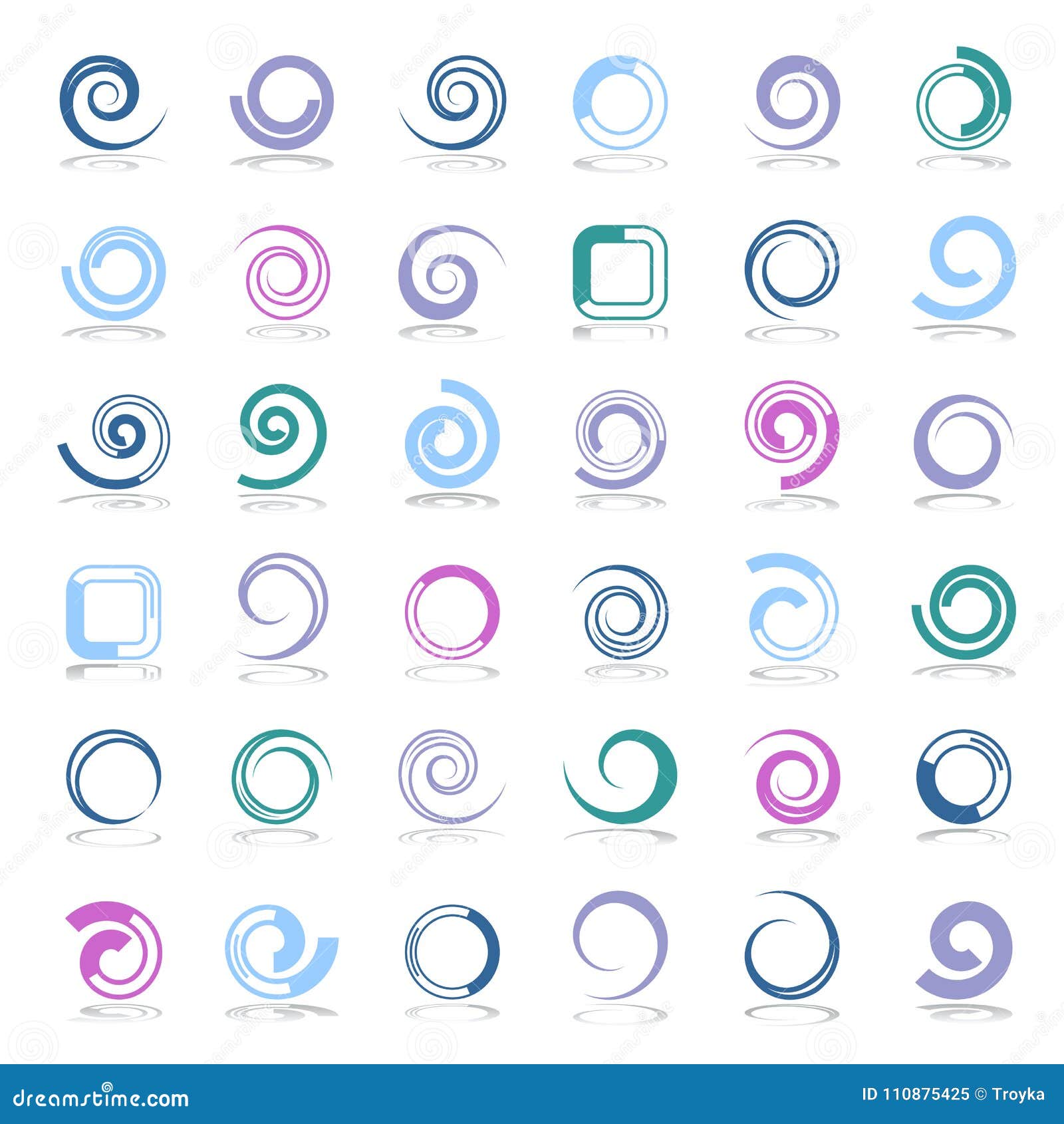 Design Elements Set. Spiral, Circle and Square Shapes Stock Vector ...