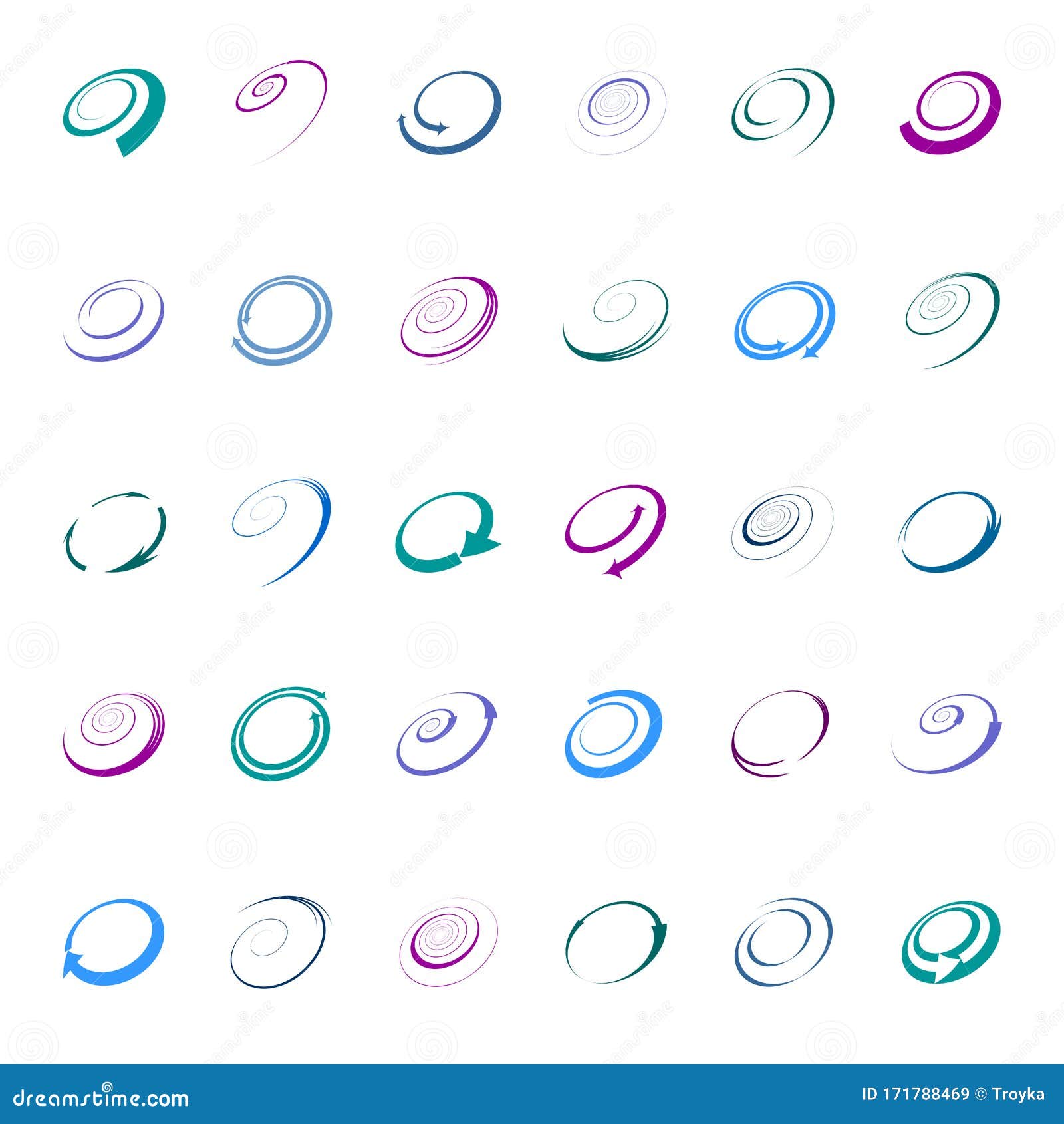 Design Elements Set. 30 Spiral Icons Stock Vector - Illustration of ...