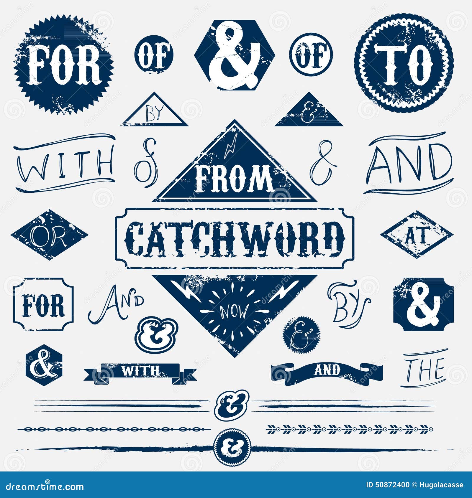 Design Elements Set And Vintage Catchword Vector Illustration ...