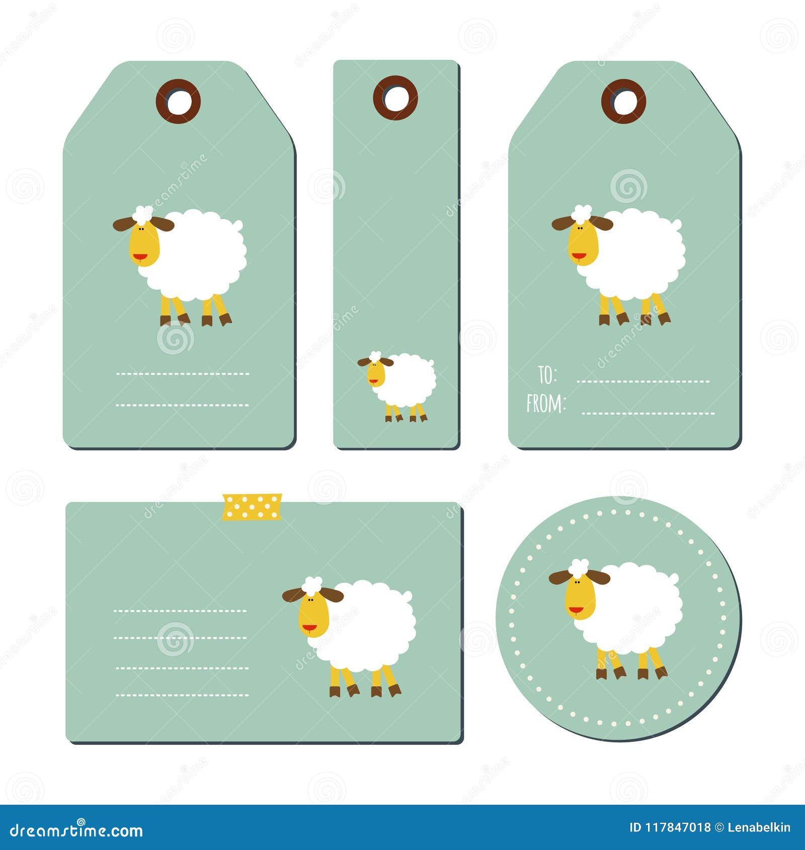 Sheep cards and tags stock vector. Illustration of funny - 117847018