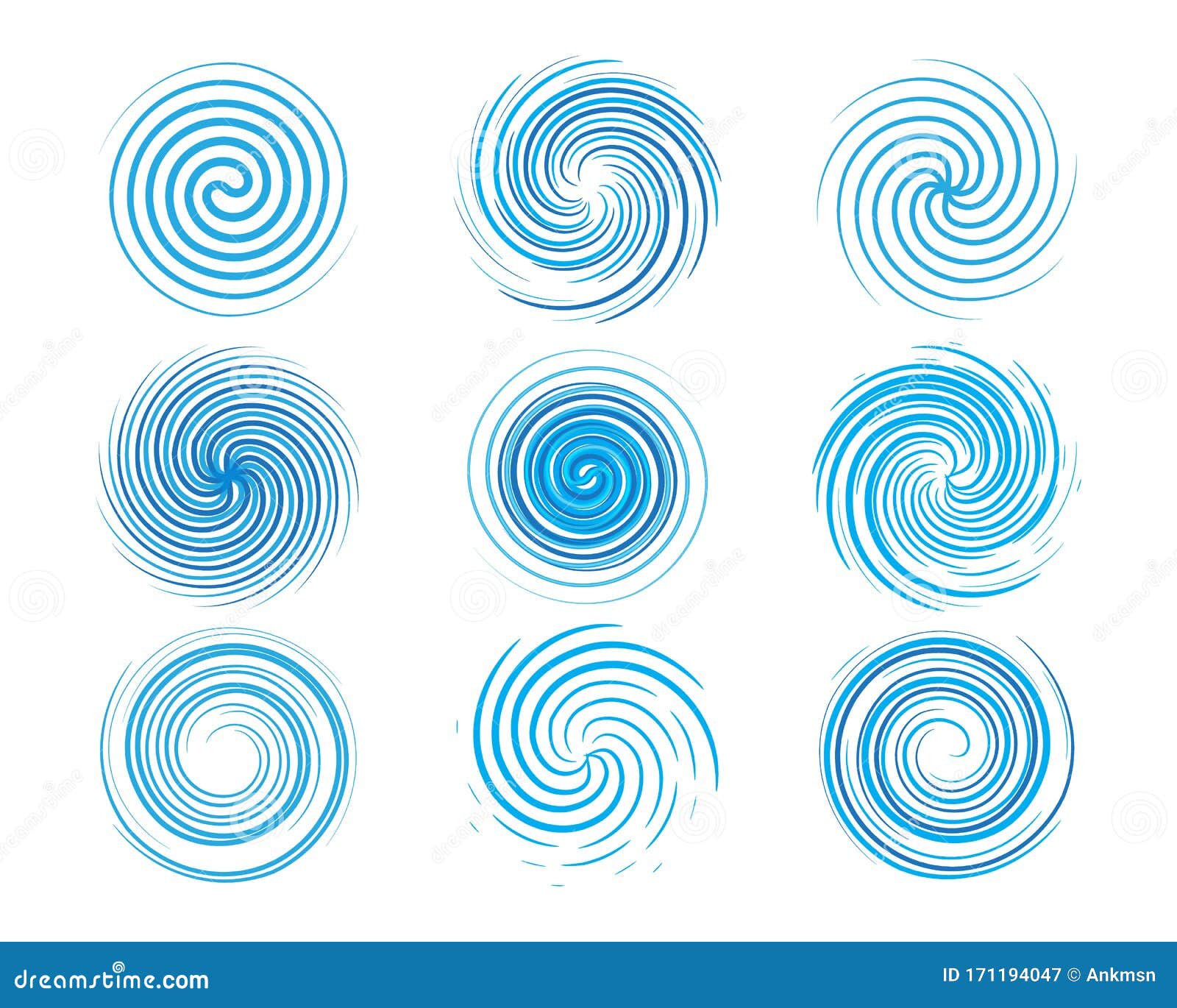 Design Elements Spiral Motion Twisted Swirl Set Stock Vector ...