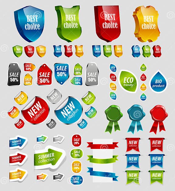 Design Elements: Tags, Stickers, Ribbons. Stock Vector - Illustration ...