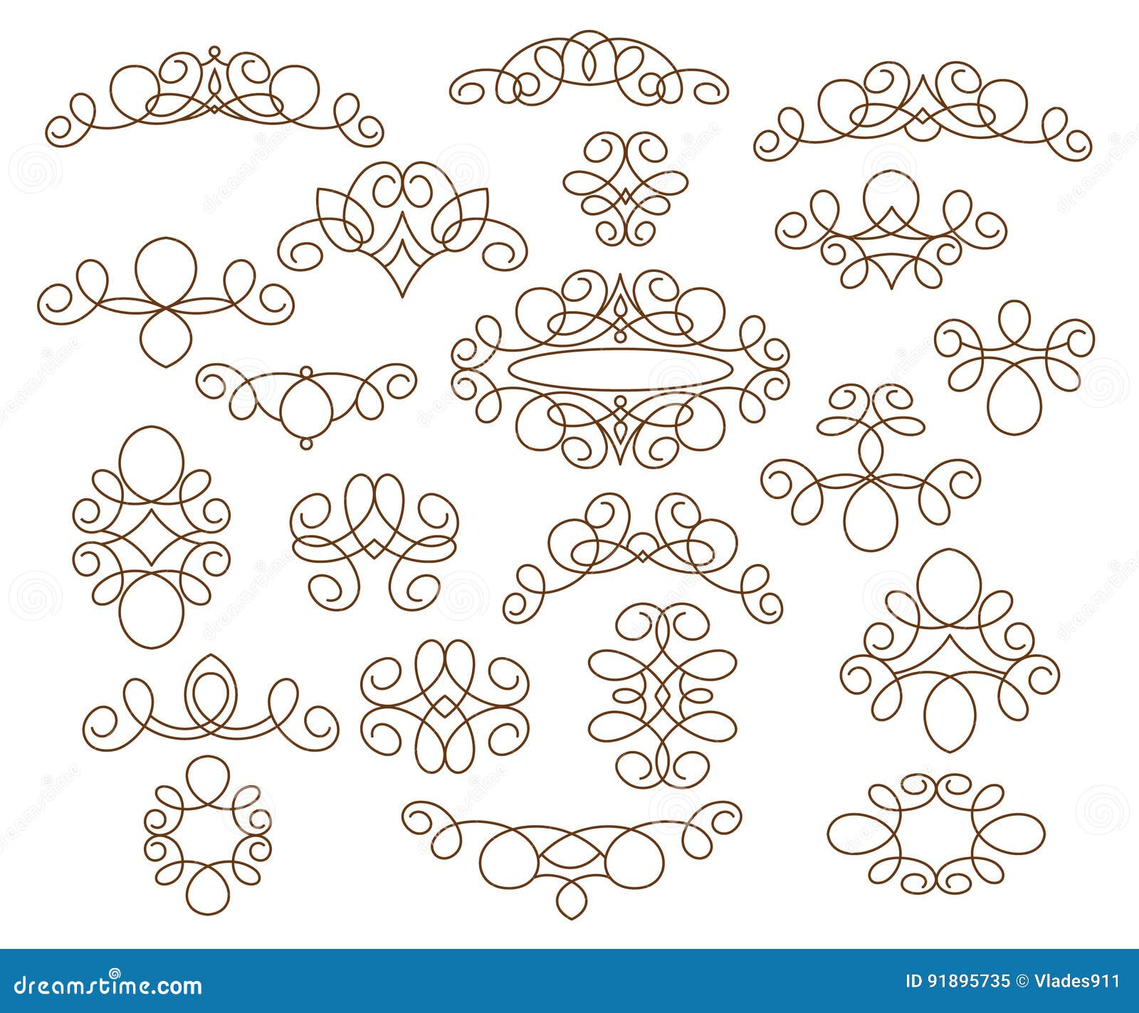 Design Elements.Vector Illustration.Brown .Vignettes. Stock Vector ...