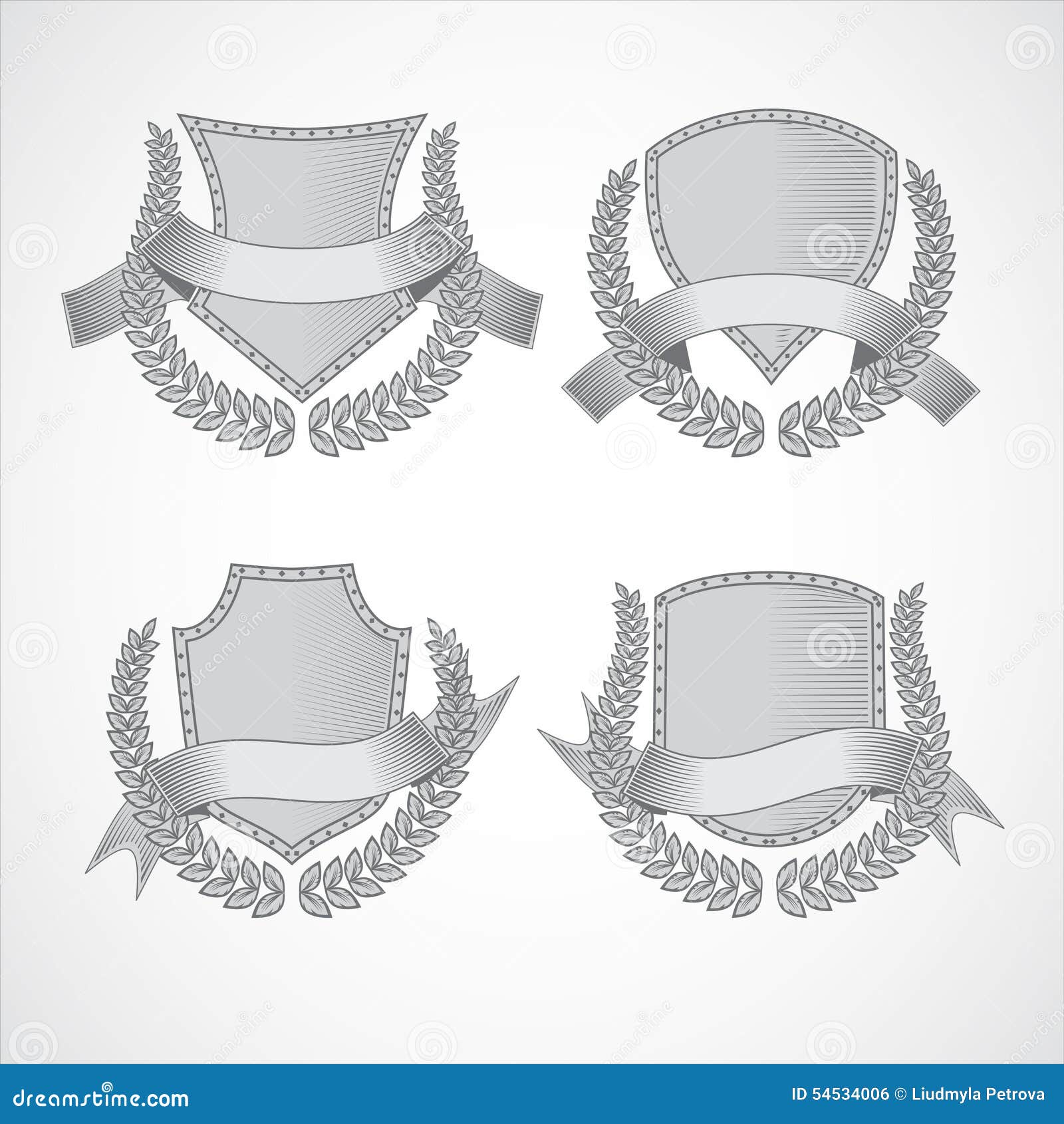 Design Elements. Vector Set of Shields with Laurel Stock Vector ...