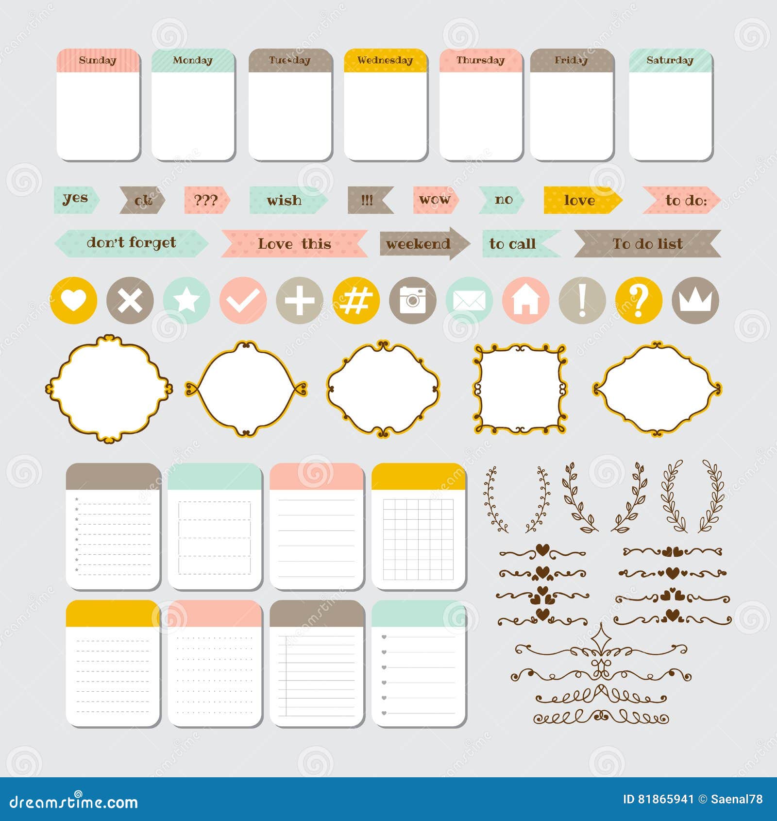 Template For Notebooks. Cute Design Elements. Notes, Labels, Stickers ... Template For Notebooks. Cute Design Elements. Notes, Labels, Stickers ...