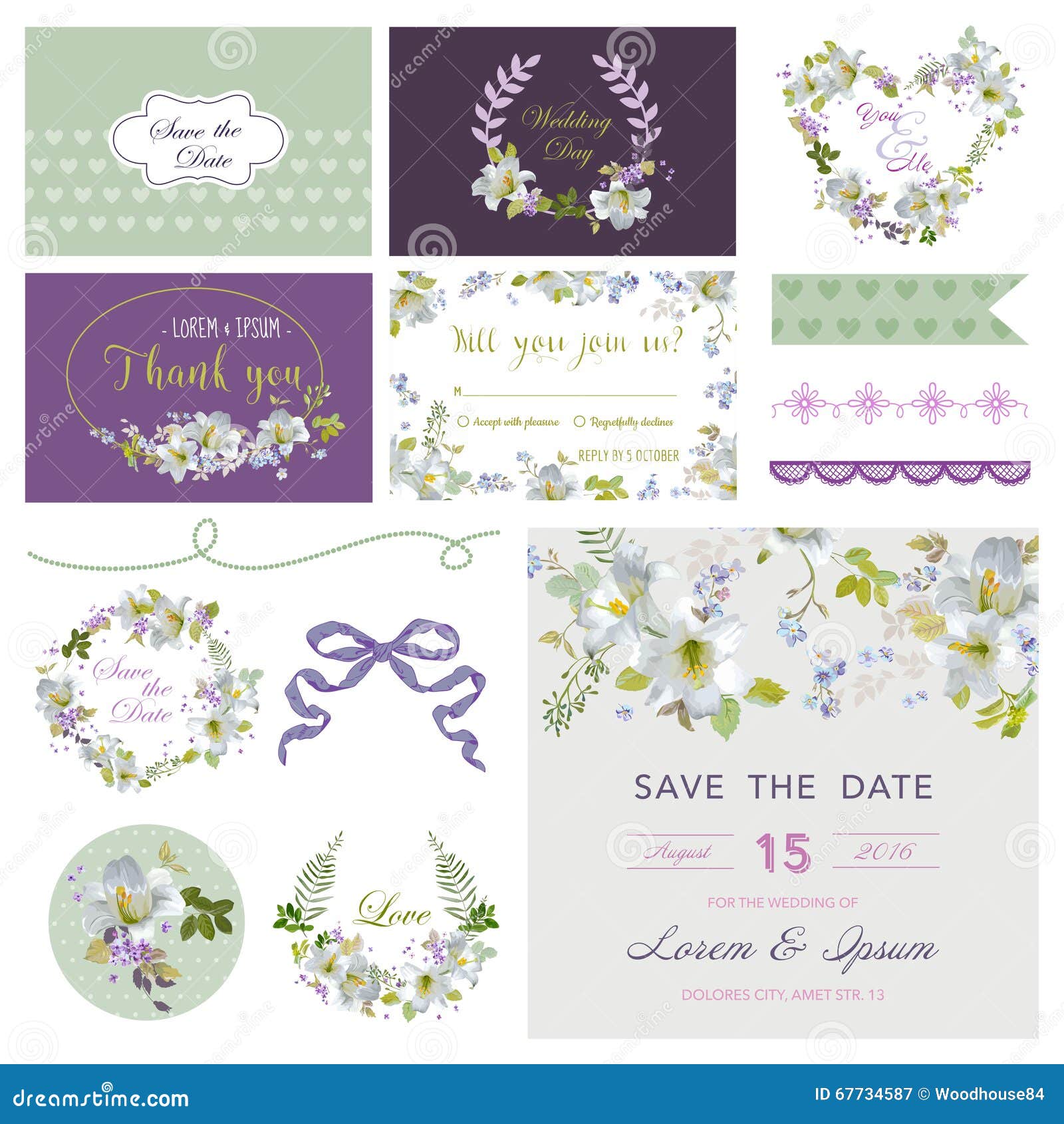 Design Elements - Wedding Flower Lily Theme Stock Vector - Illustration ...