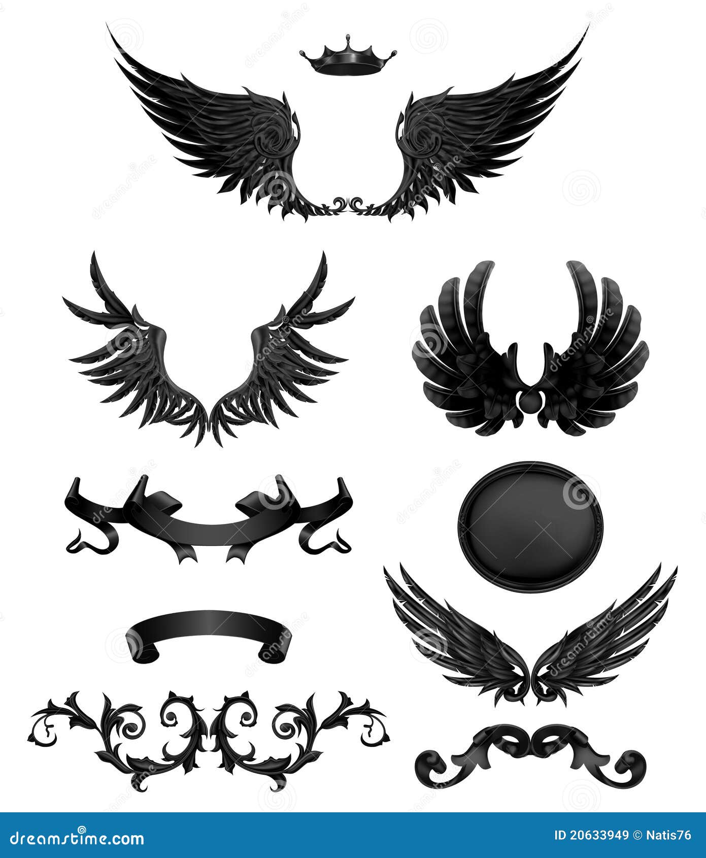 Design elements with wings stock vector. Illustration of luxury - 20633949