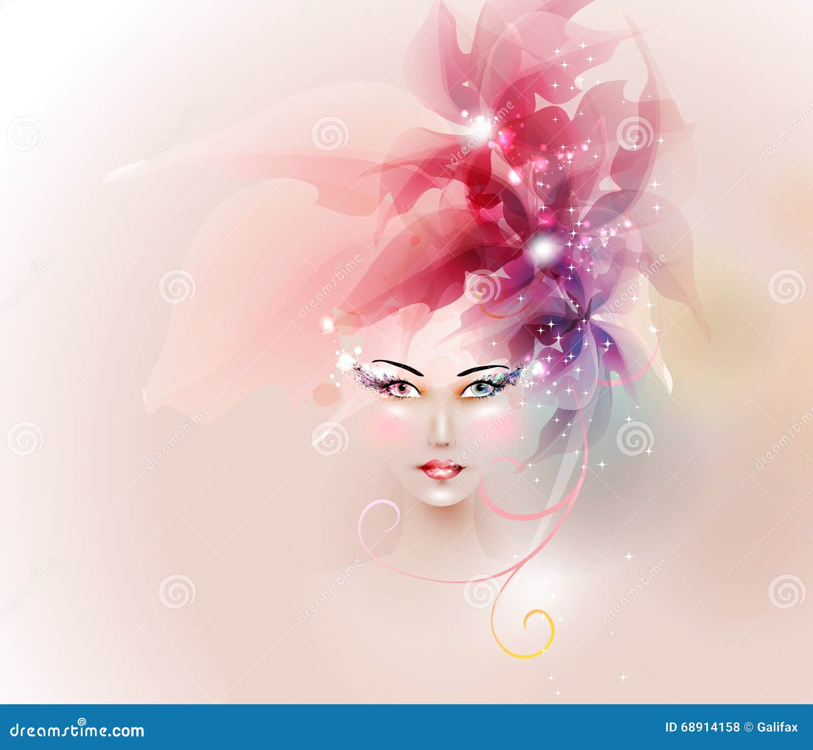 Design Elements with Woman Face Stock Vector - Illustration of portrait ...